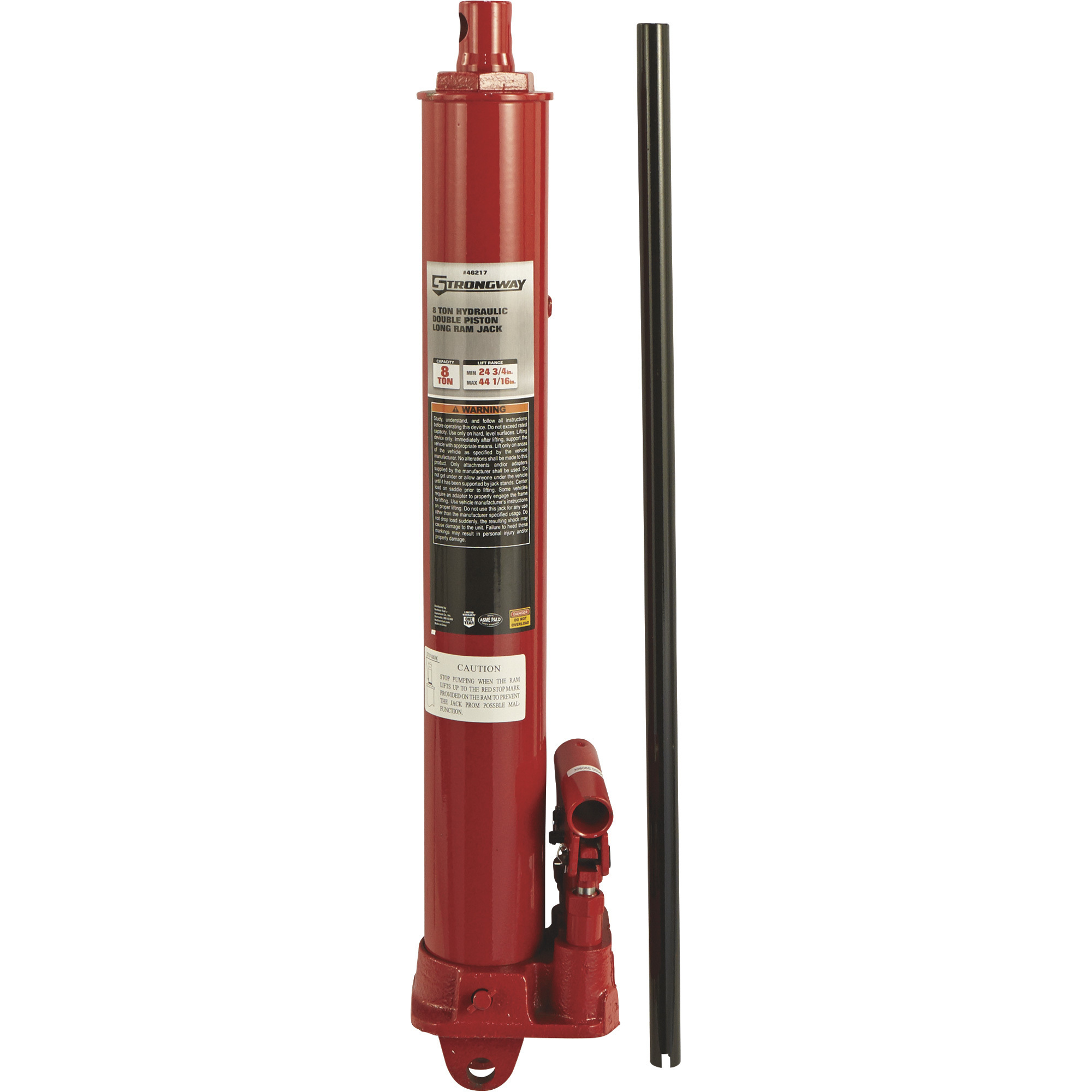 Strongway 8-Ton Long Ram Hydraulic Jack, Double Piston, Clevis Base ...
