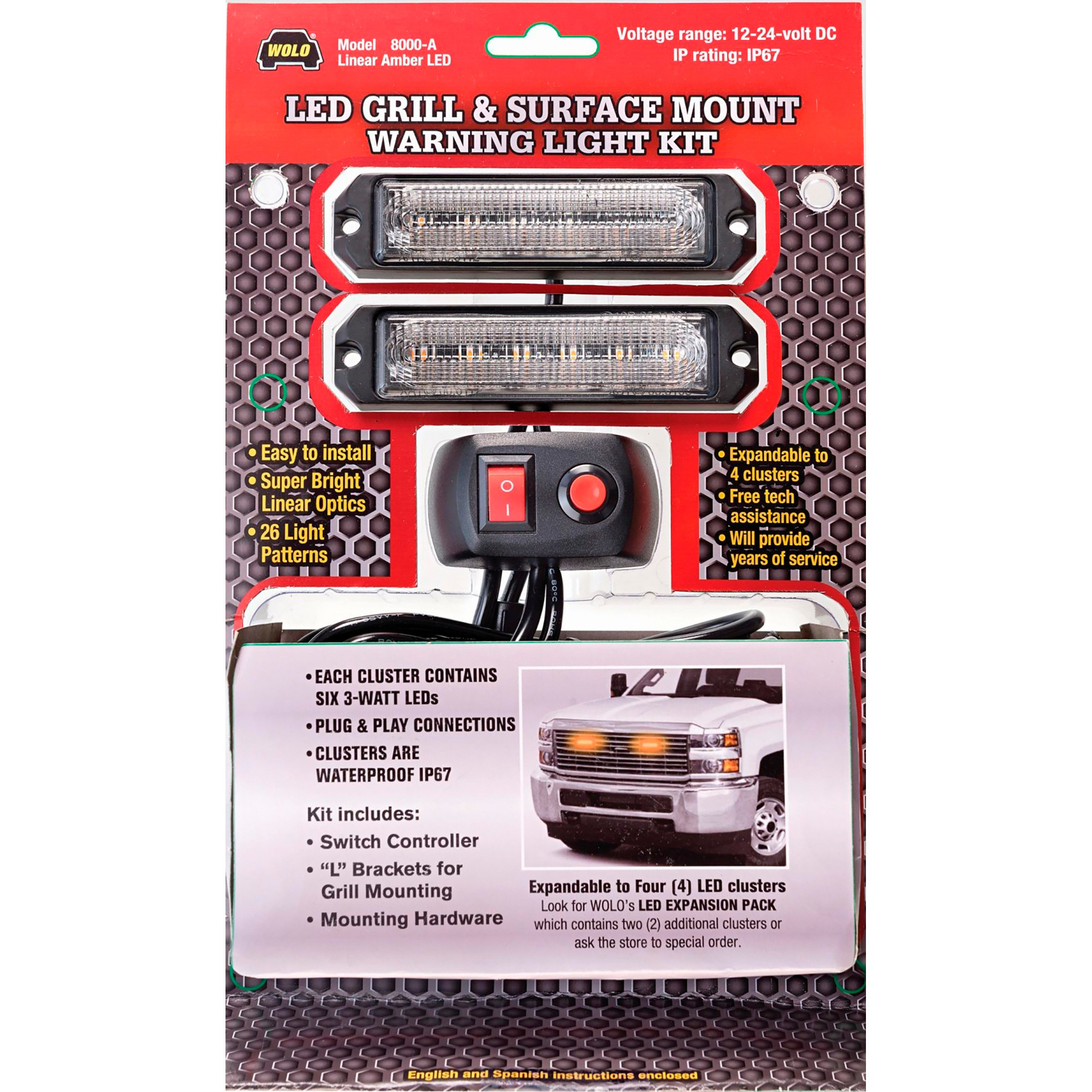WOLO LED Grill and Surface Mount Warning Light Kit — 2 Light Kit, Model ...