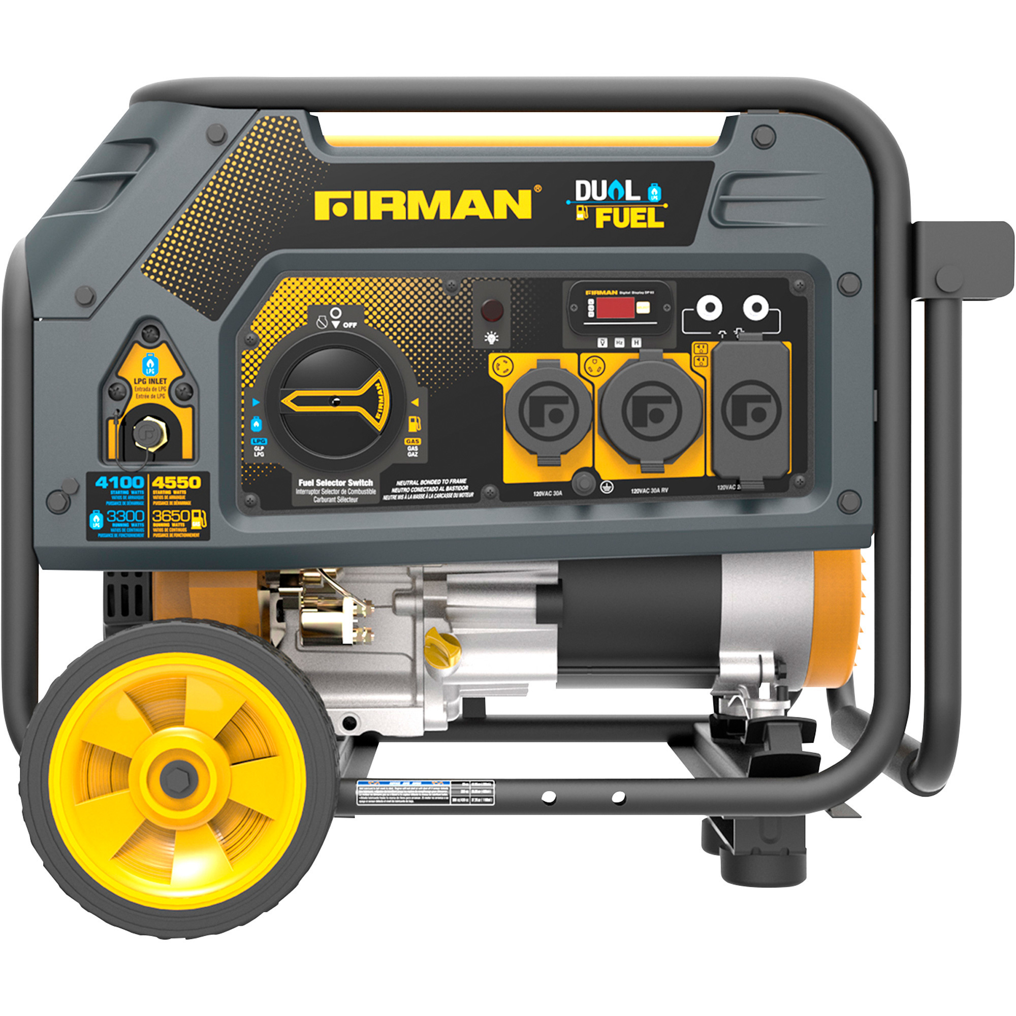 Firman Portable Dual Fuel Generator, 4550 Surge Watts, 3650 Rated Watts ...