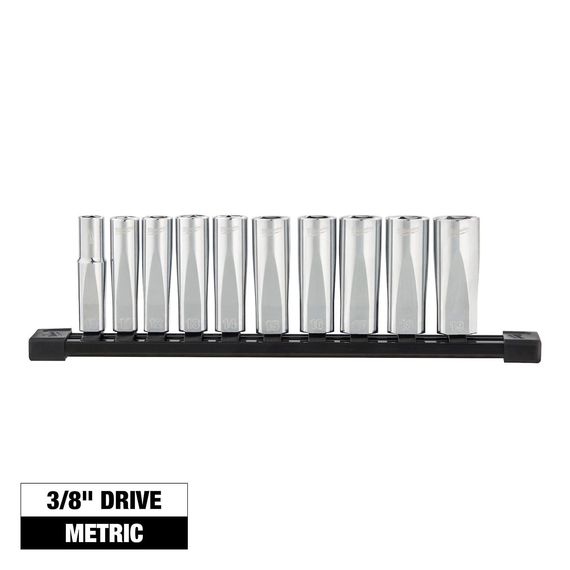 Milwaukee® 3/8in. Drive Deep Socket Set, 10-Pc., Metric, Model# 48-22 ...