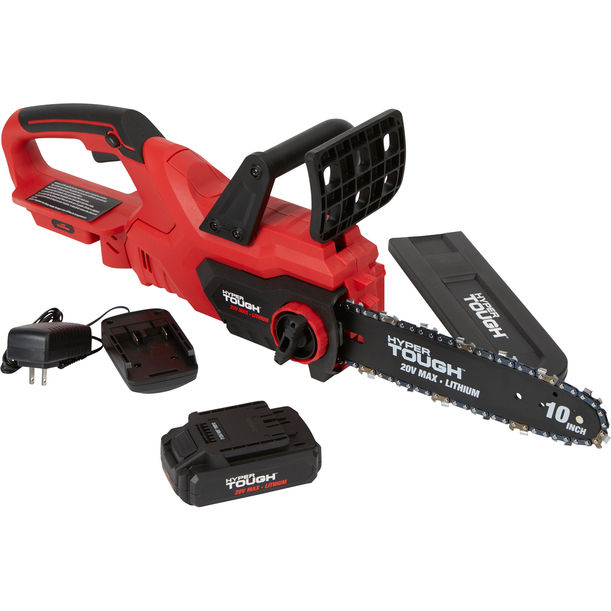 Hyper Tough 20 Volt Li-Ion Max Cordless Chainsaw, 10in. Bar, 2.0Ah ...