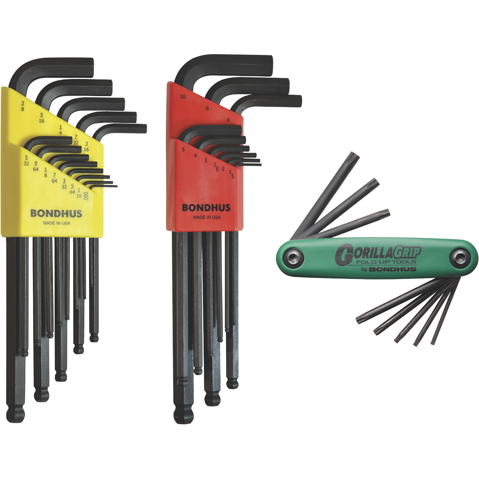 Bondhus SAE/Metric Ball End Tip, Hex Key L-Wrenches with Long Arm and ...