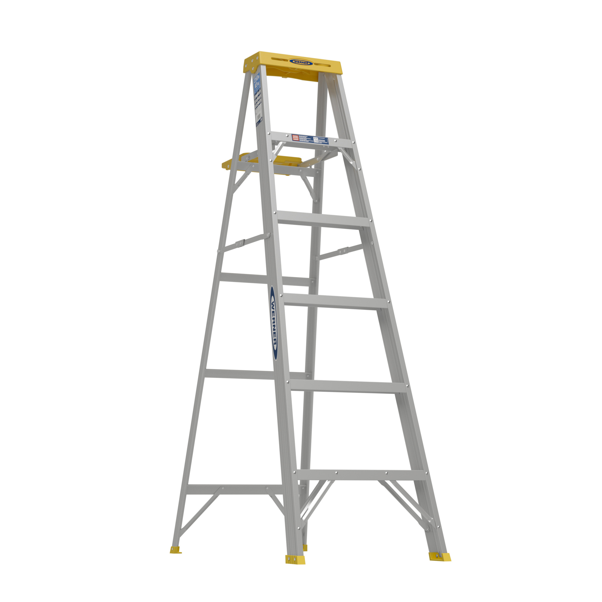 Werner Aluminum Step Ladder with Shelf, Type 1, 6ft., 250-Lb. Capacity ...