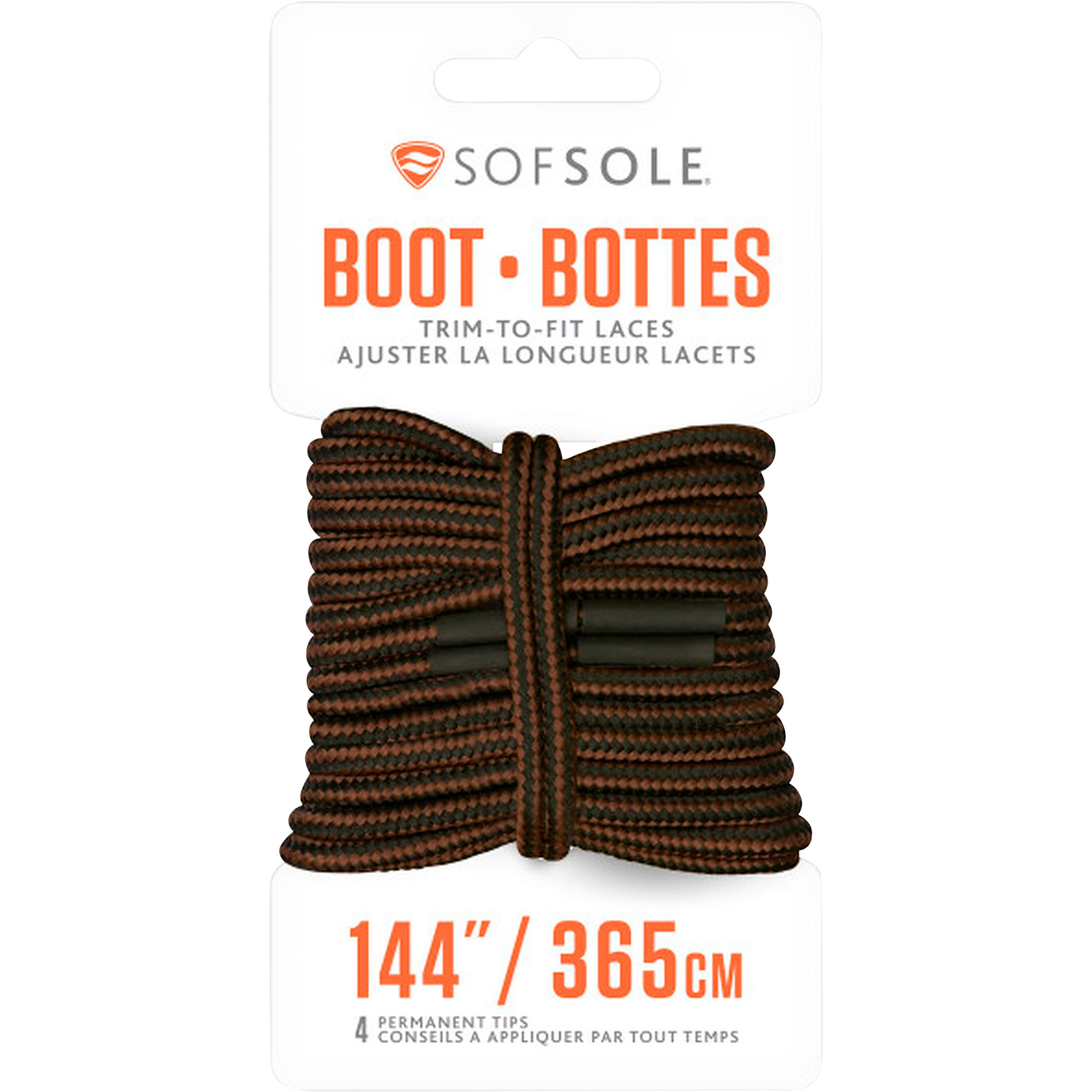 Sof Sole Trim-to-Fit Boot Laces, 4 Tips and 144in. of Lace, Black ...