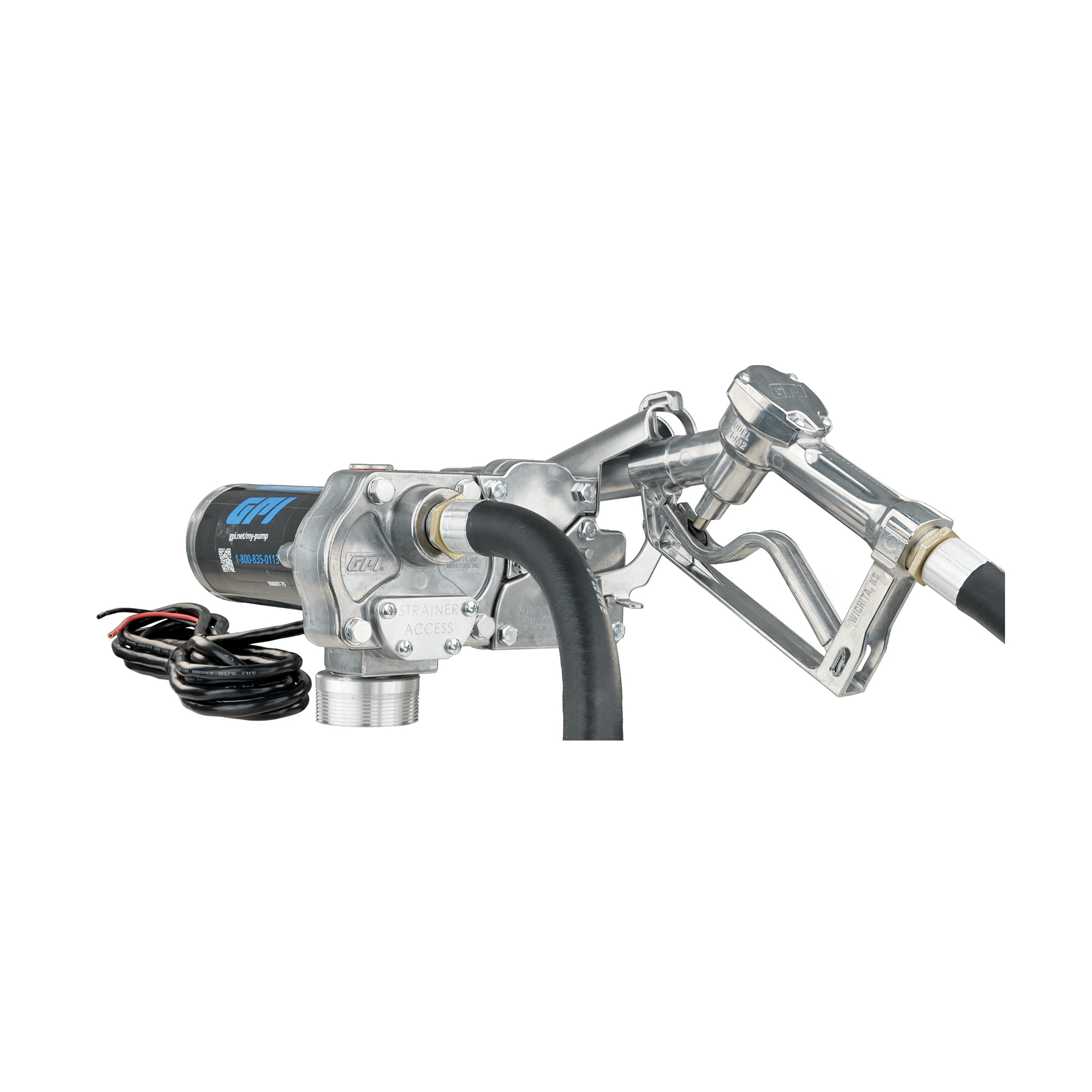 GPI 12V Fuel Transfer Pump, 15 GPM, Manual Nozzle, Hose, Model# M-150S ...