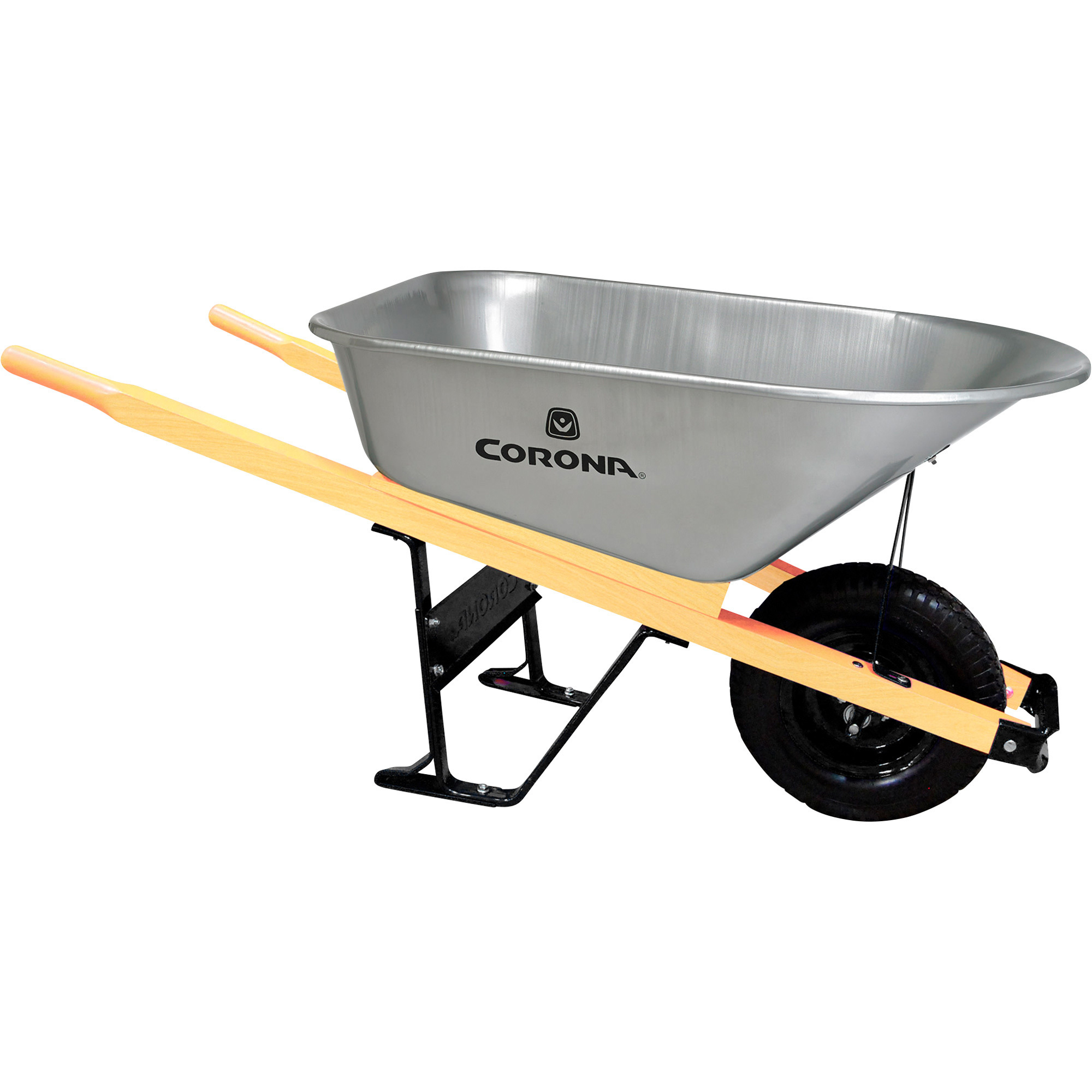 Corona Contractor Steel Wheelbarrow, 6 Cu. Ft., 65in.L x 28in.W x 30in ...