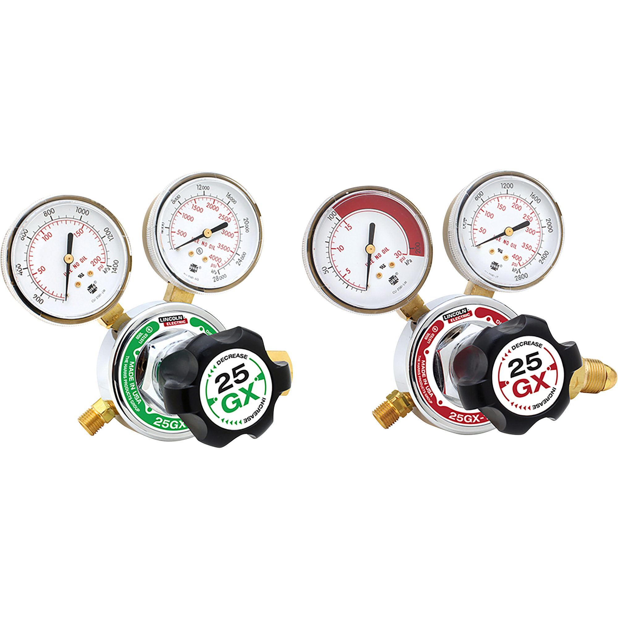 Harris Single-Stage 25GX Oxygen + Acetylene Regulator Kit, Model ...