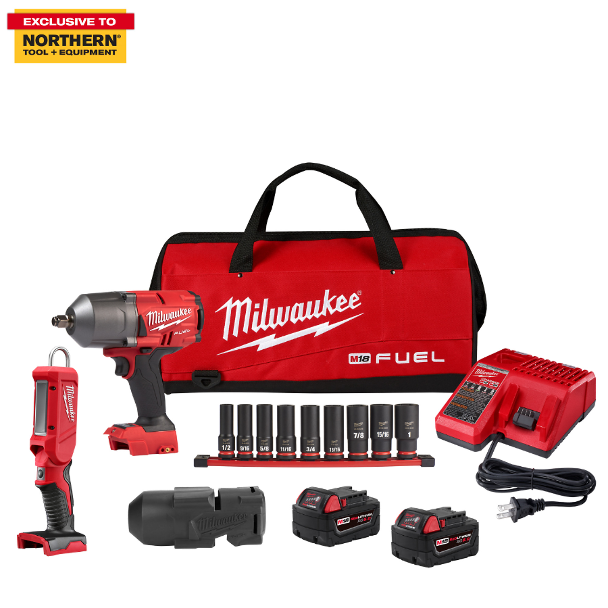 Milwaukee M18 FUEL Li-ion 1/2in. Impact Wrench, LED Stick Light and ...