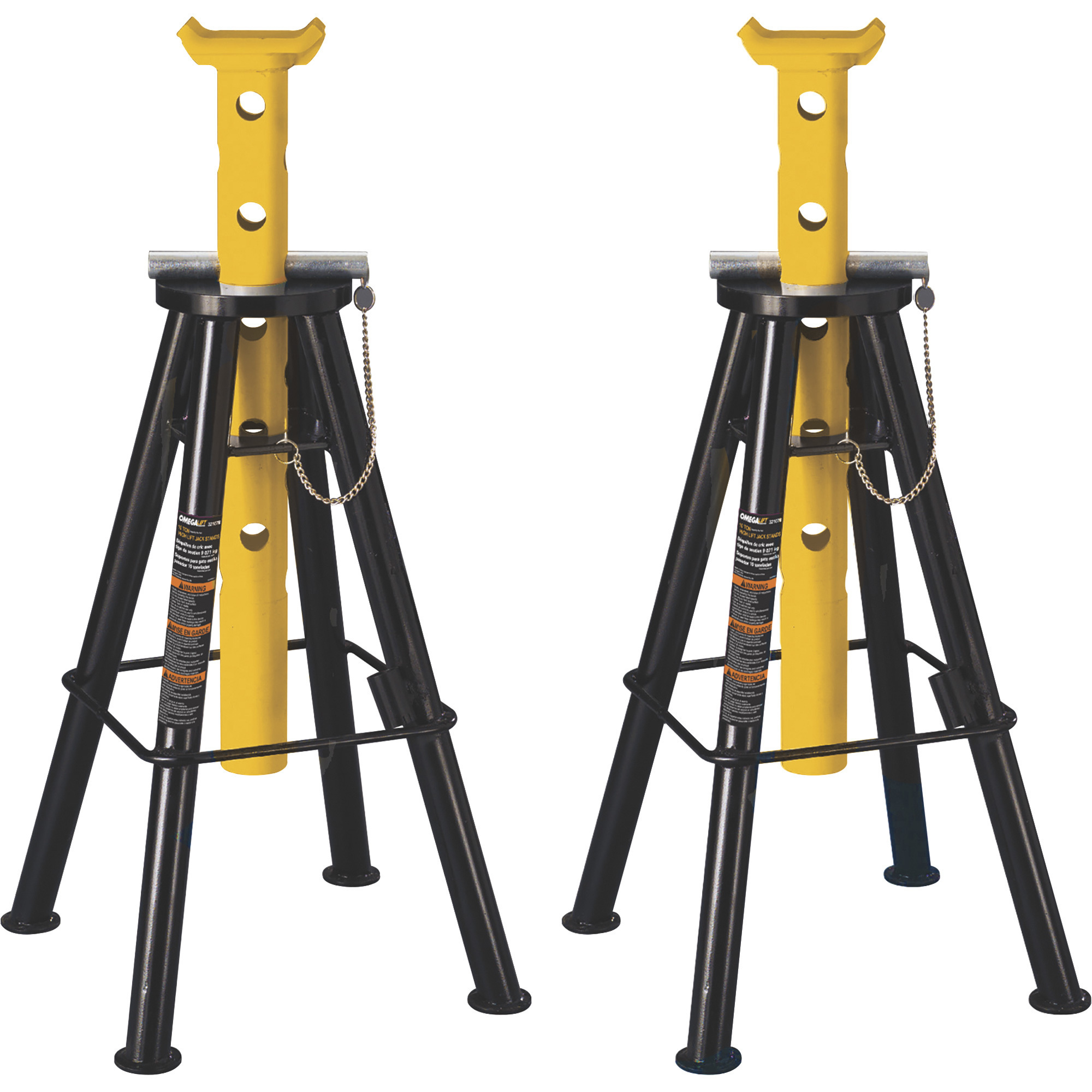 Omega High-Lift, Pin-Style Jack Stands, 10-Ton Total Capacity, Pair ...