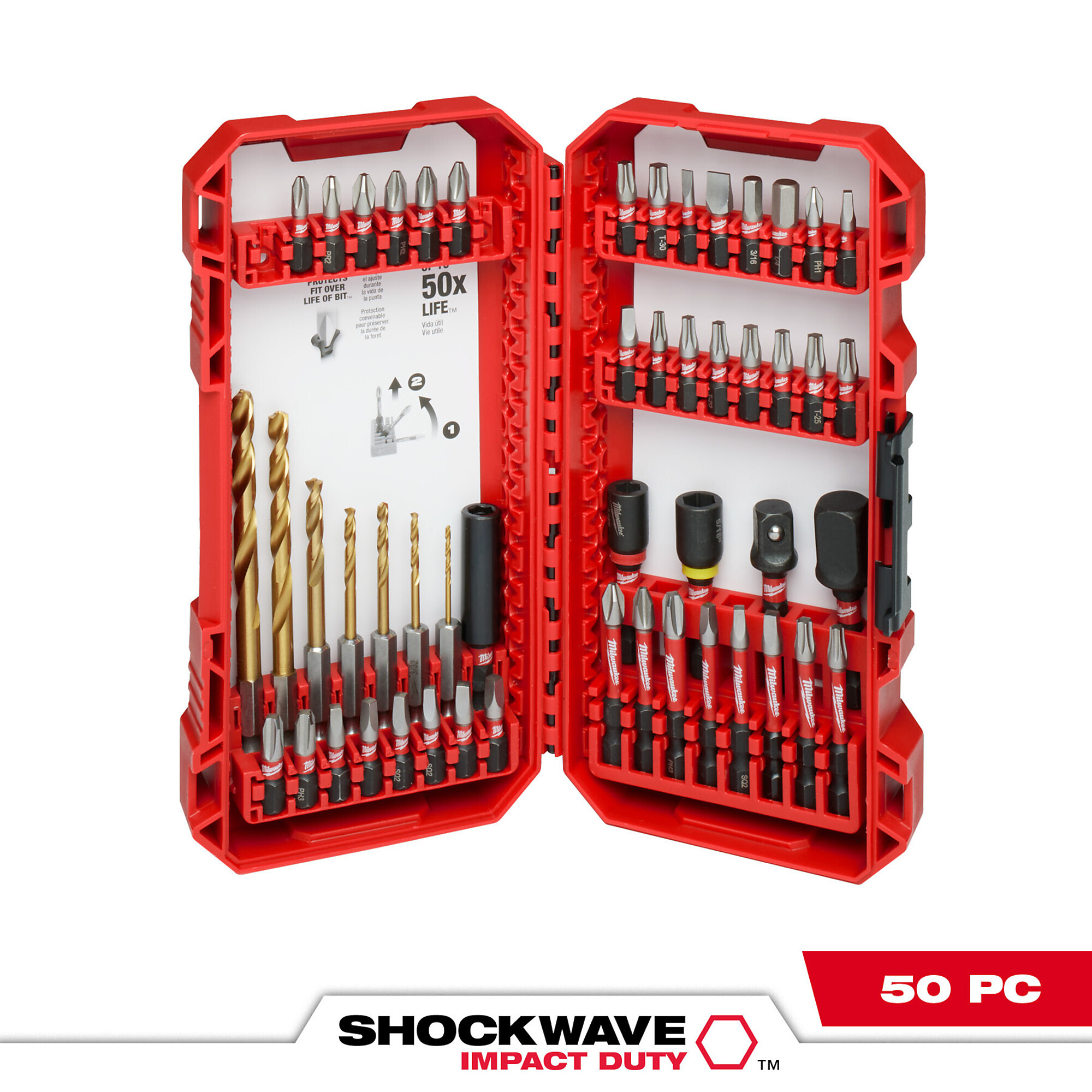 Milwaukee SHOCKWAVE 50-Pc. Impact Drill and Drive Set, Model# 48-32 ...