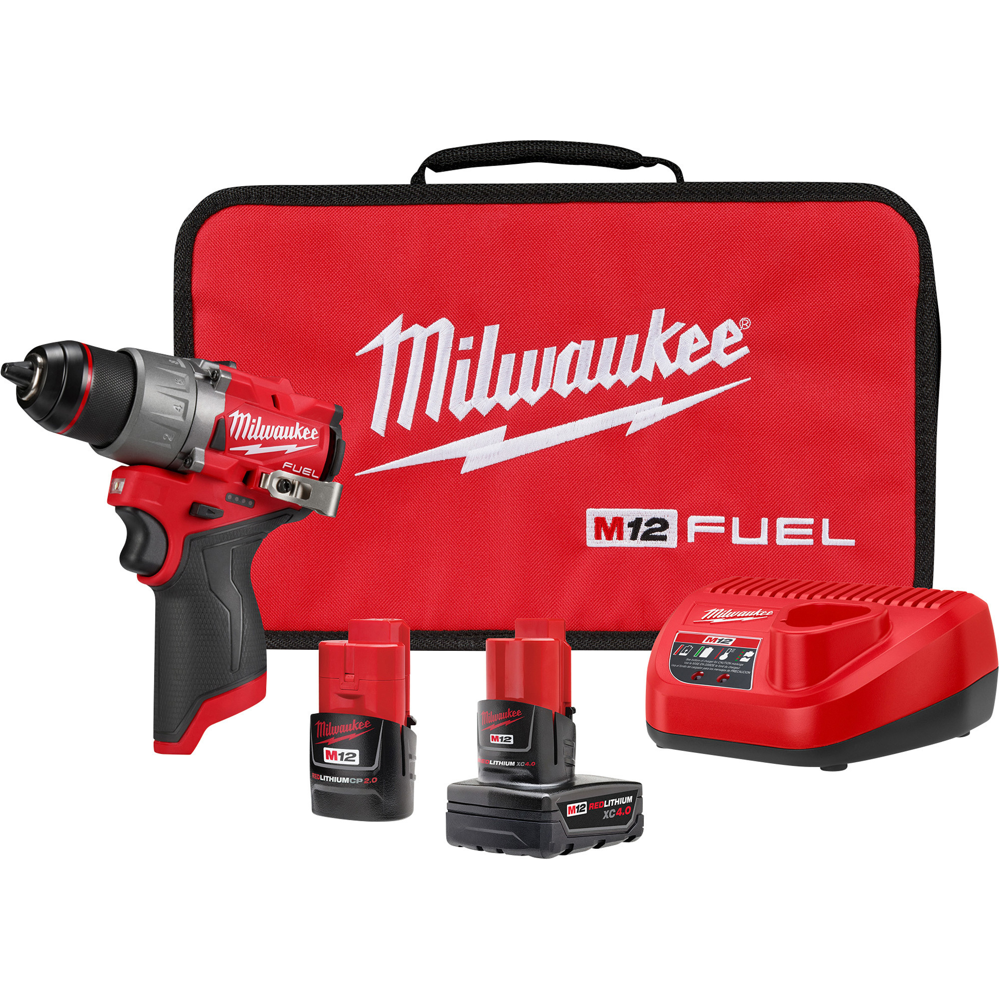 Milwaukee M12 FUEL Installation Drill/Driver Kit, 2 Batteries, 300 In ...