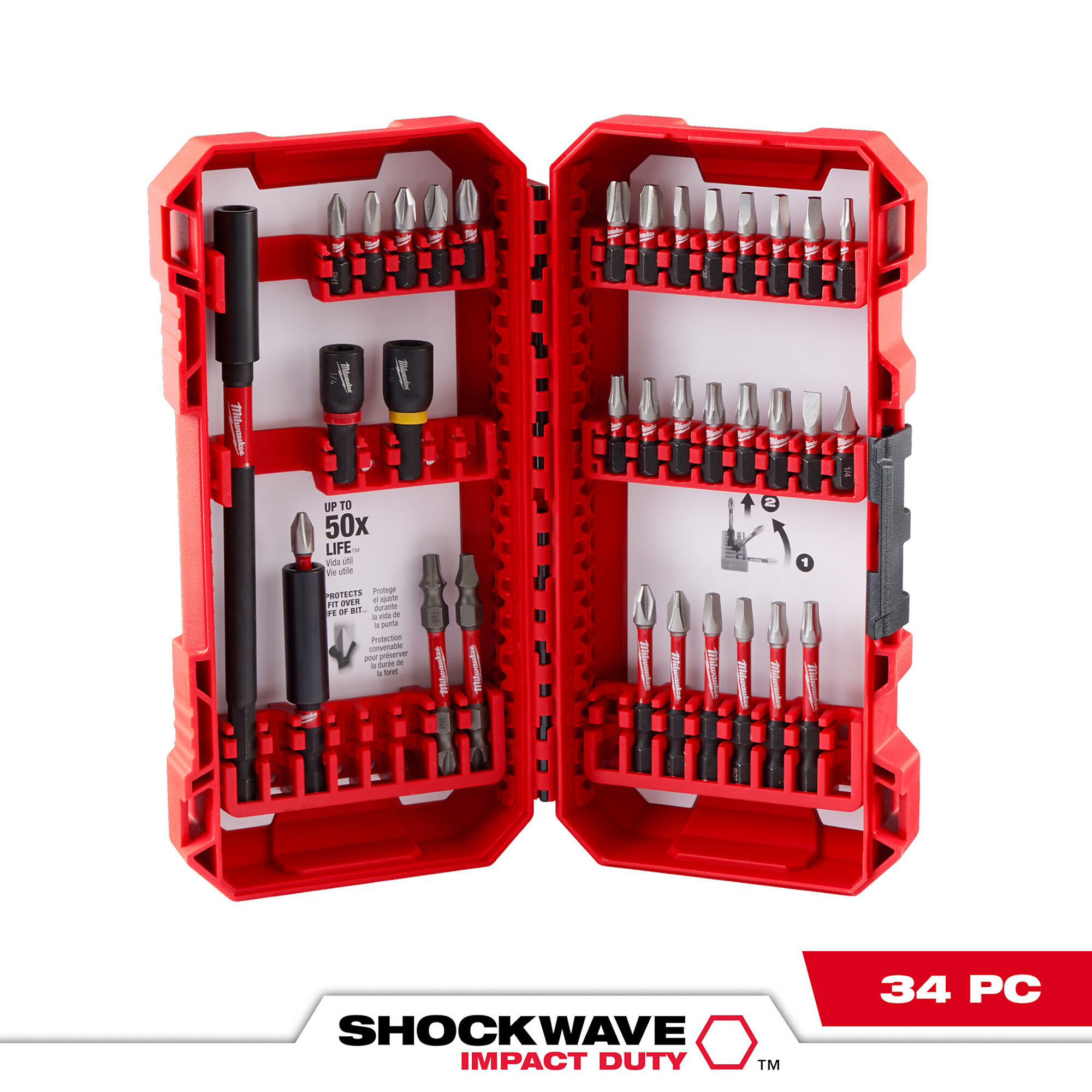 Milwaukee SHOCKWAVE Impact Duty Driver Bit Set, 34-Pc., Model# 48-32 ...