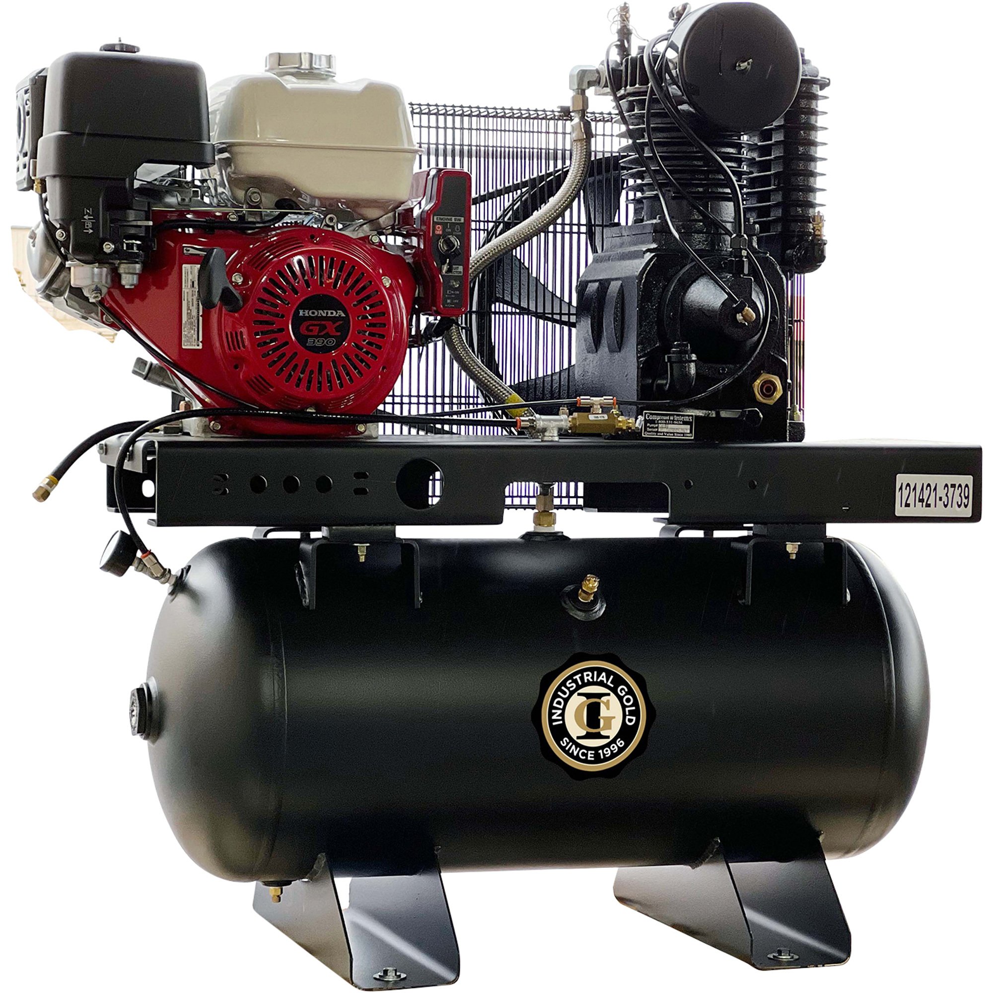 Industrial Gold Gas-Powered Air Compressor, 13 HP Honda GX390 Engine ...