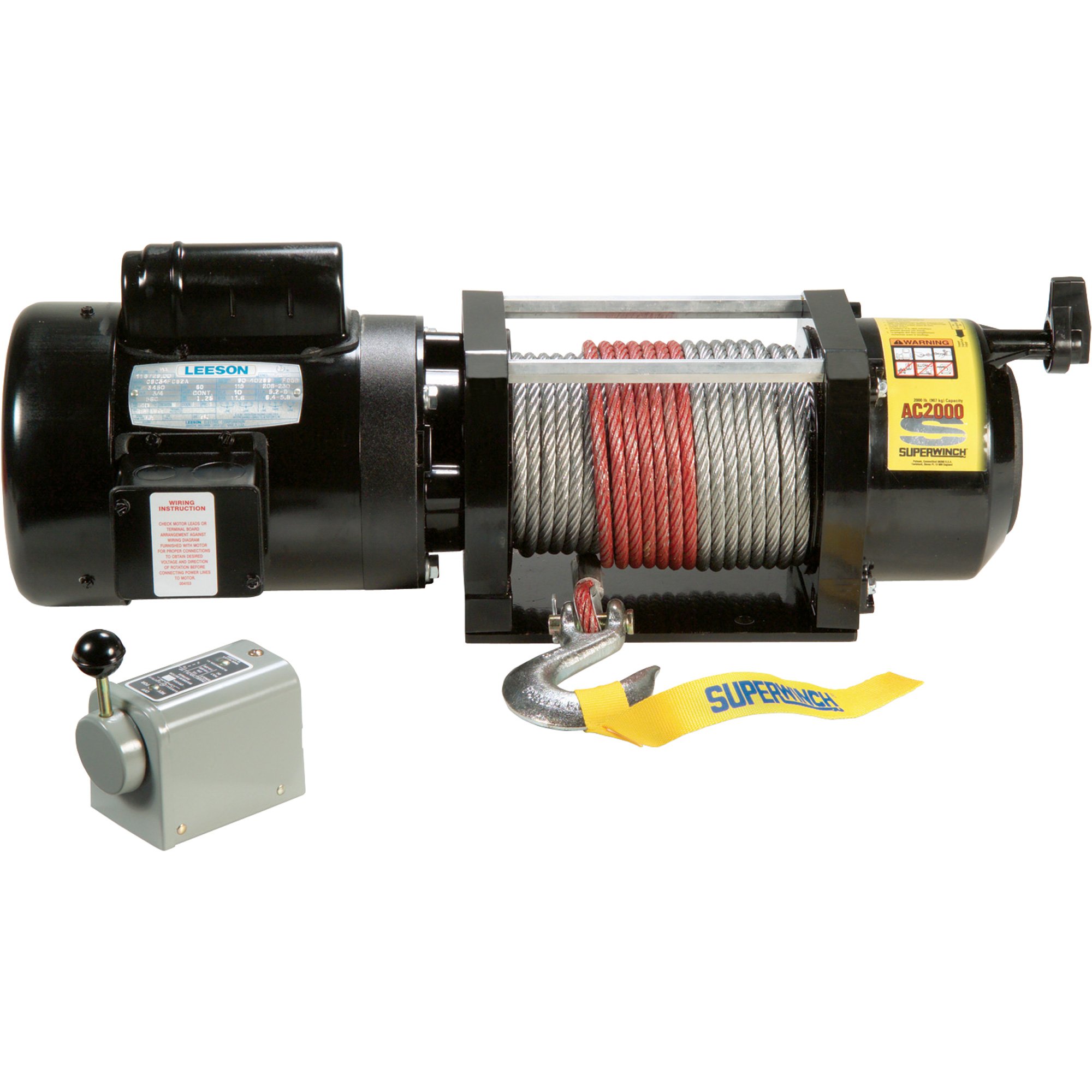 Superwinch 110/240 Volt AC Powered Electric Winch — 2000-Lb. Capacity ...