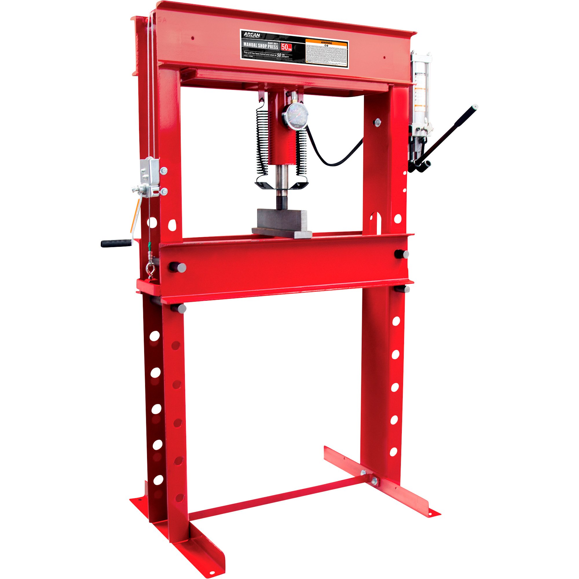 Arcan 50-Ton Hydraulic Shop Press with Gauge and Winch — Model# CP500 ...