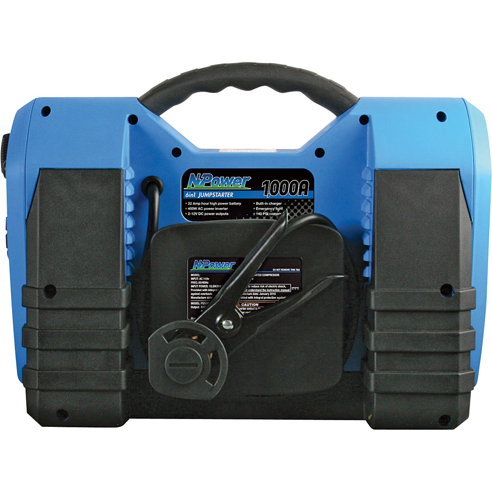 NPower Heavy-Duty 6-in-1 Jumpstarter/Air Compressor — 1000 Peak Amps ...