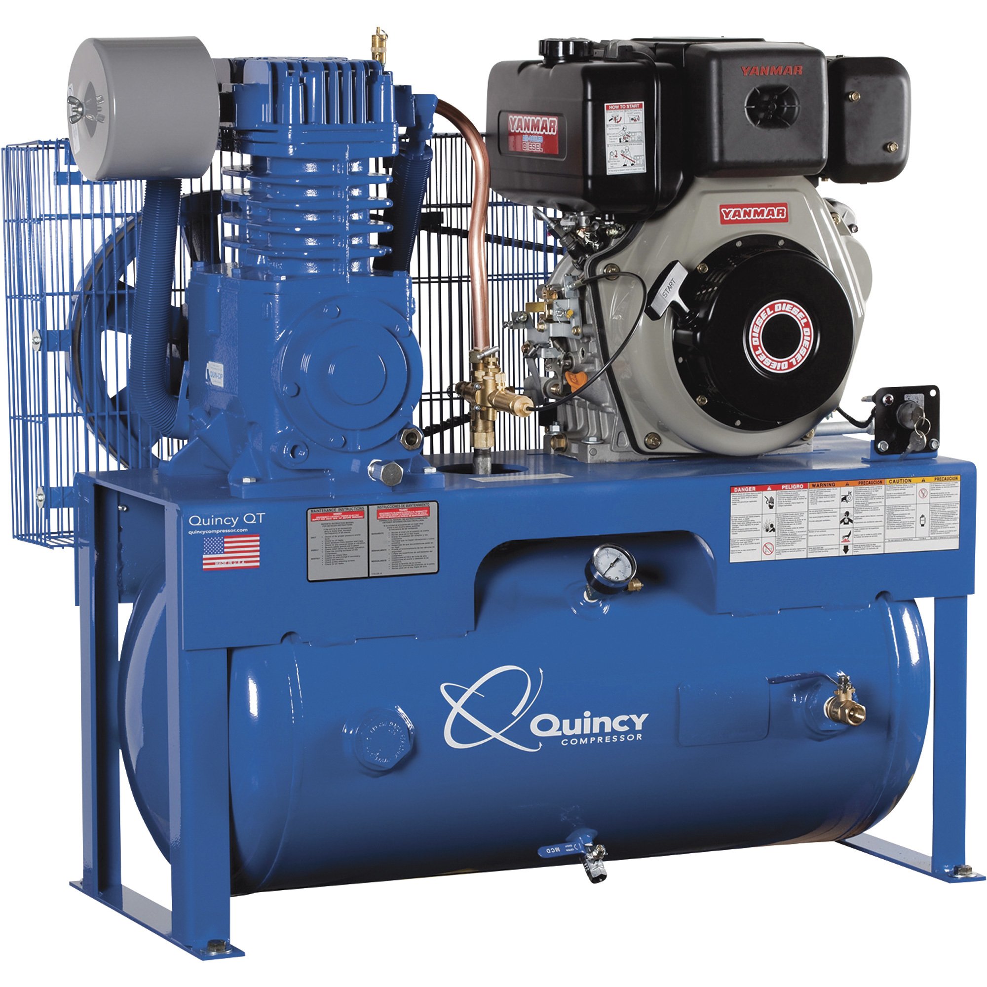 EMAX Stationary Rotary Screw Air Compressor, 45HP, Diesel Kubota Engine ...