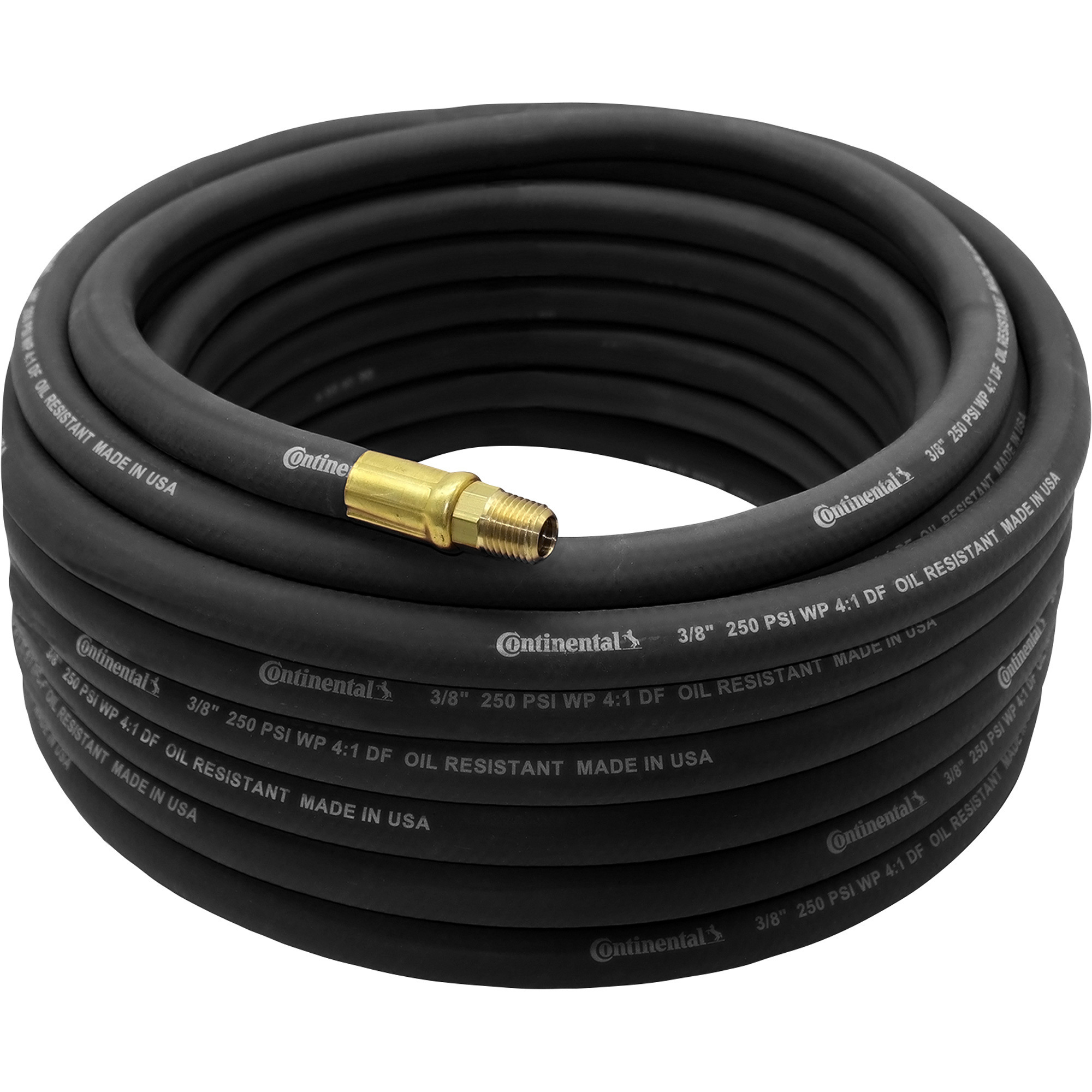 Continental Rubber Air Hose, 3/8in. x 50ft., Black, 250 PSI, Model ...