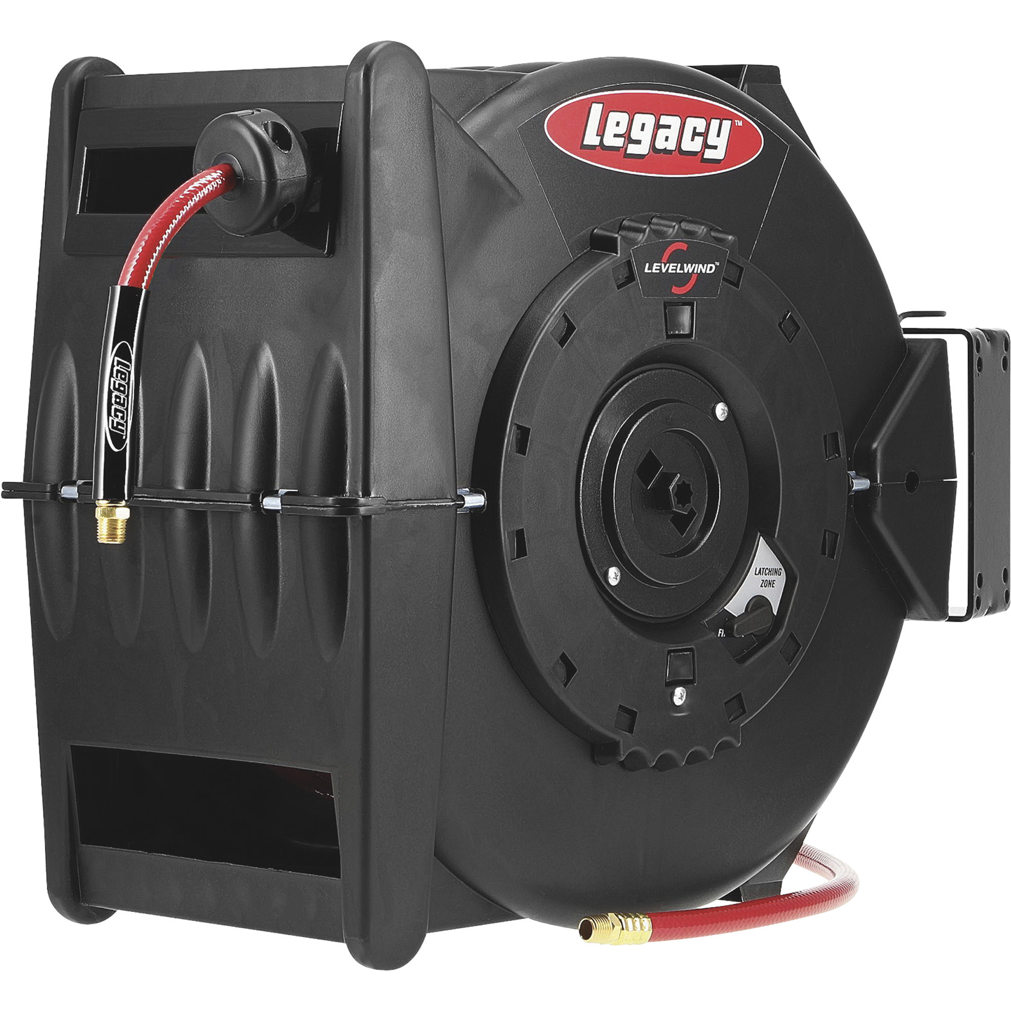 Legacy Retractable Air Hose Reel, With 3/8in. x 75ft. PVC Hose, Max ...