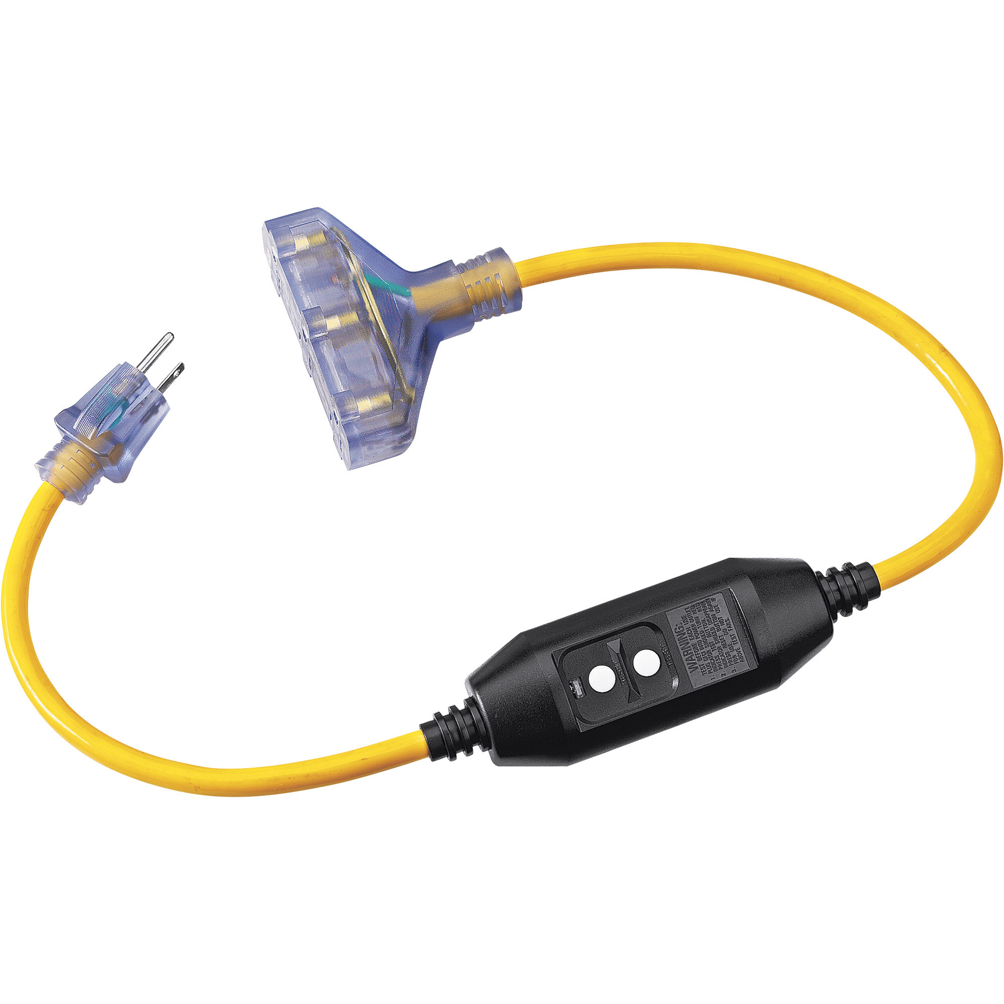 Prime Wire & Cable Inline GFCI Lighted Triple Tap Adapter, 3ft., 12/3 ...