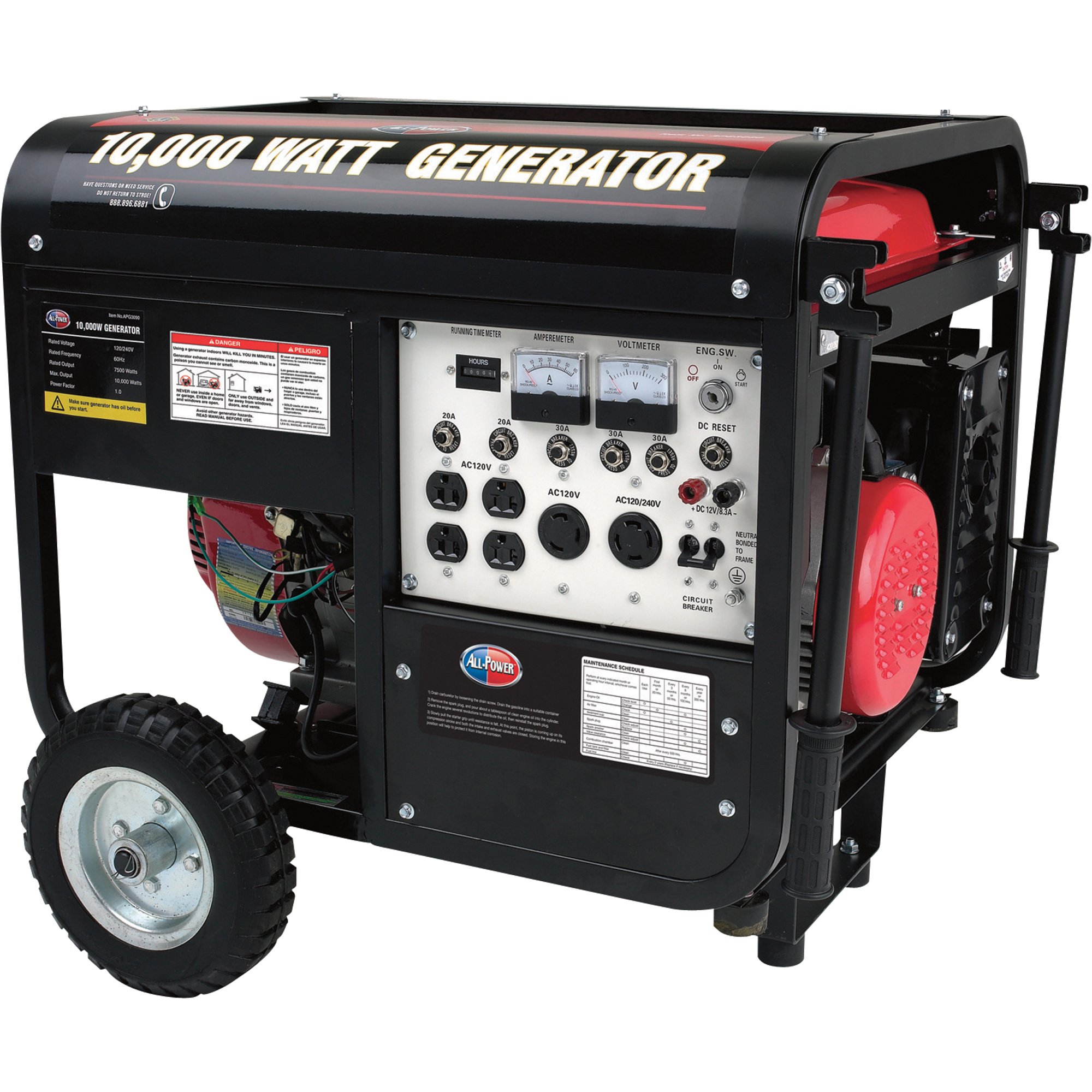 All Power America Portable Generator — 10,000 Surge Watts, 7500 Rated ...