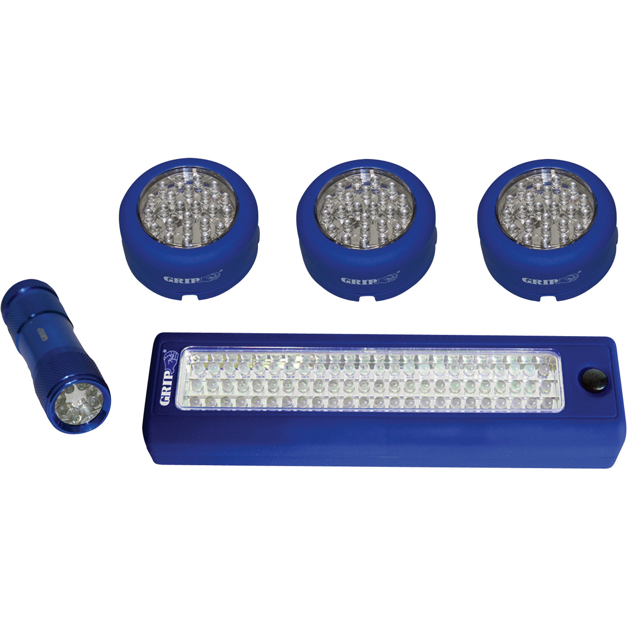 Grip On 5-Pc. LED Worklight Pack — One LED Light Bar, Three LED Button ...