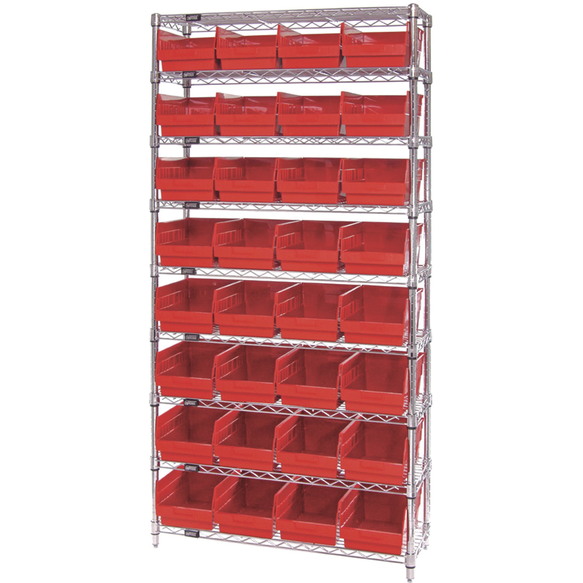 Strongway 12-Tier Single-Sided 66-Bin Wire Shelving Rack, 39 1/2in.W x ...