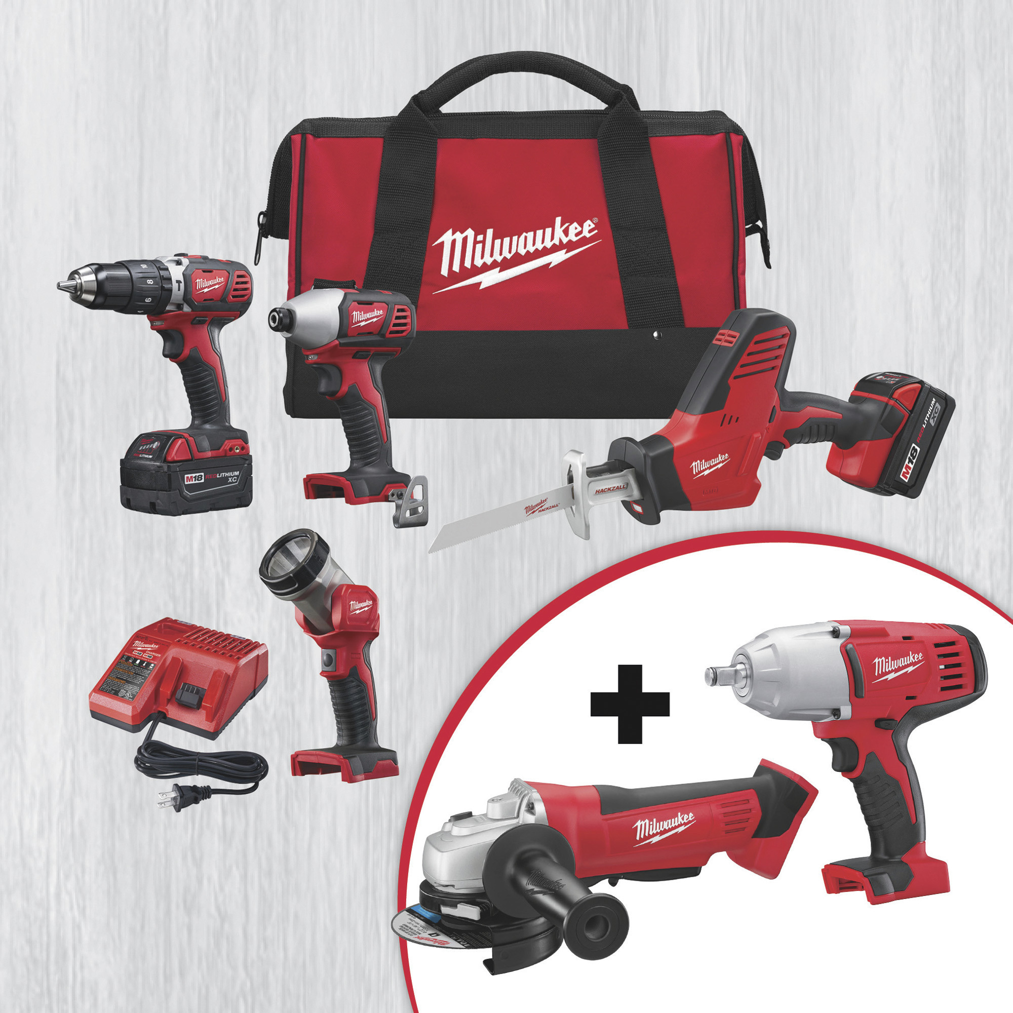 SPECIAL BUY! Milwaukee M18 Cordless 4-Tool Combo Set with FREE M18 1 ...