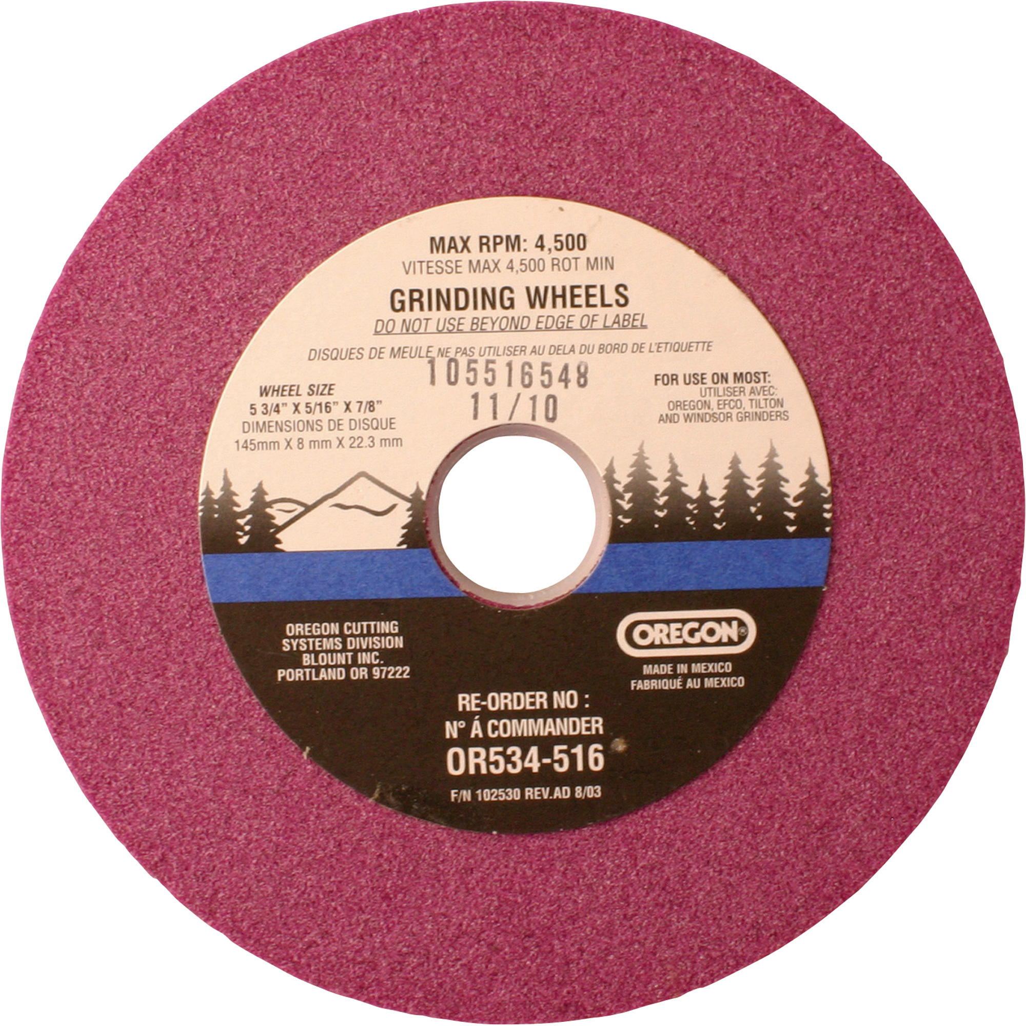 Oregon Chain Sharpener Grinding Wheel, 5/16in. Thickness, For 3/4in ...
