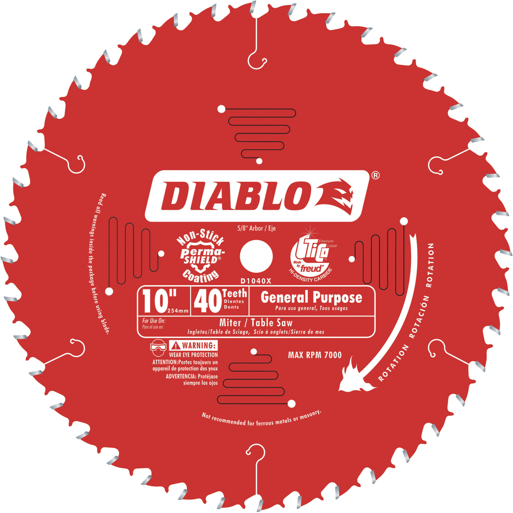 Freud Diablo Saw Blade, 10in. x 40 Tooth, Model# D1040X | Northern Tool