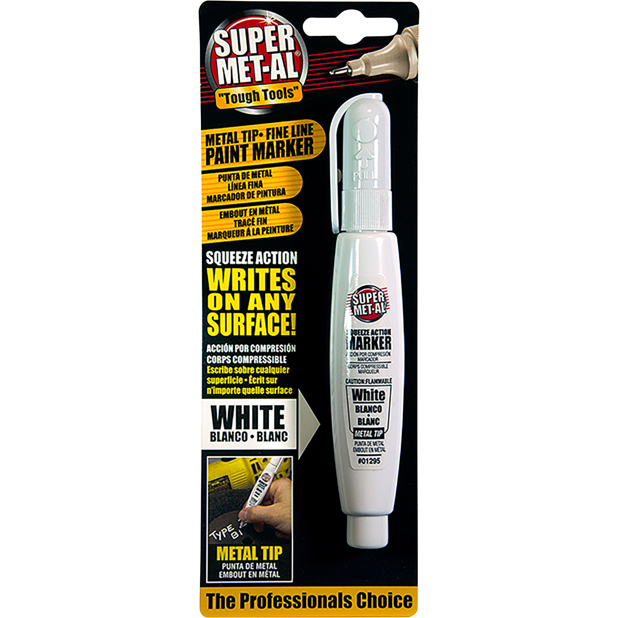 Super Met-Al Squeeze Action Oil-Based Metal Tip Paint Marker, White ...