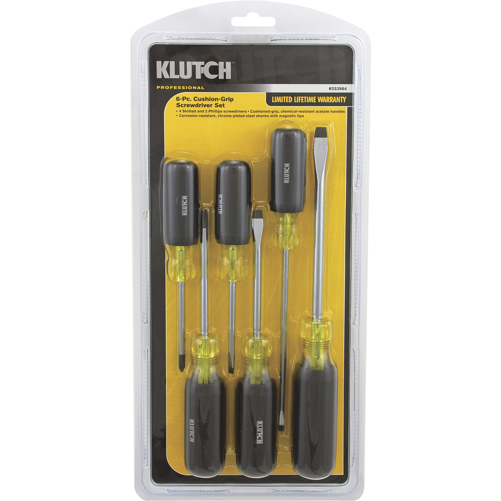 Klutch Cushion-Grip Screwdrivers, 6-Pc. Set | Northern Tool