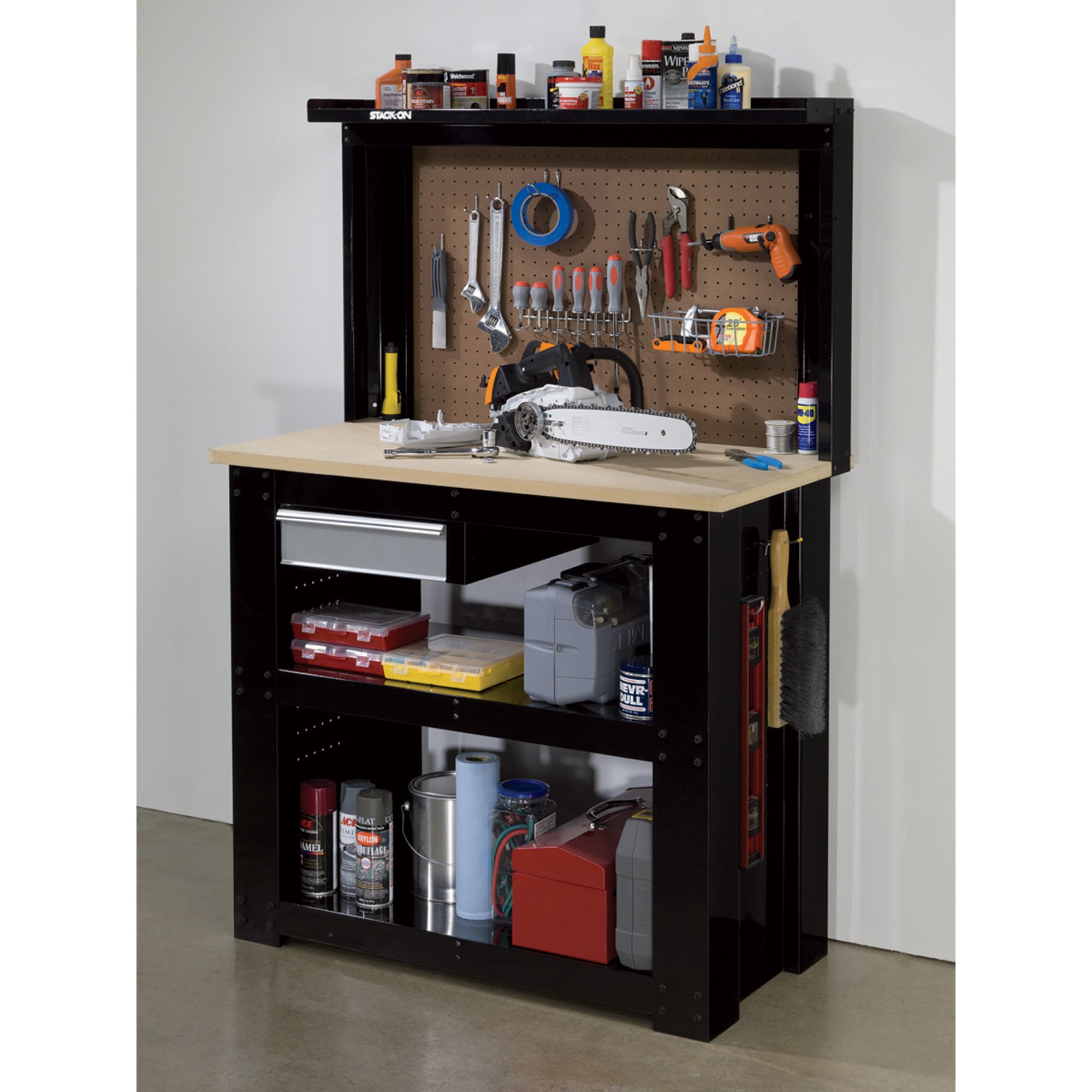 Stack-On Workbench/Reloading Bench — 40in. Wide, Steel, With Back Wall ...