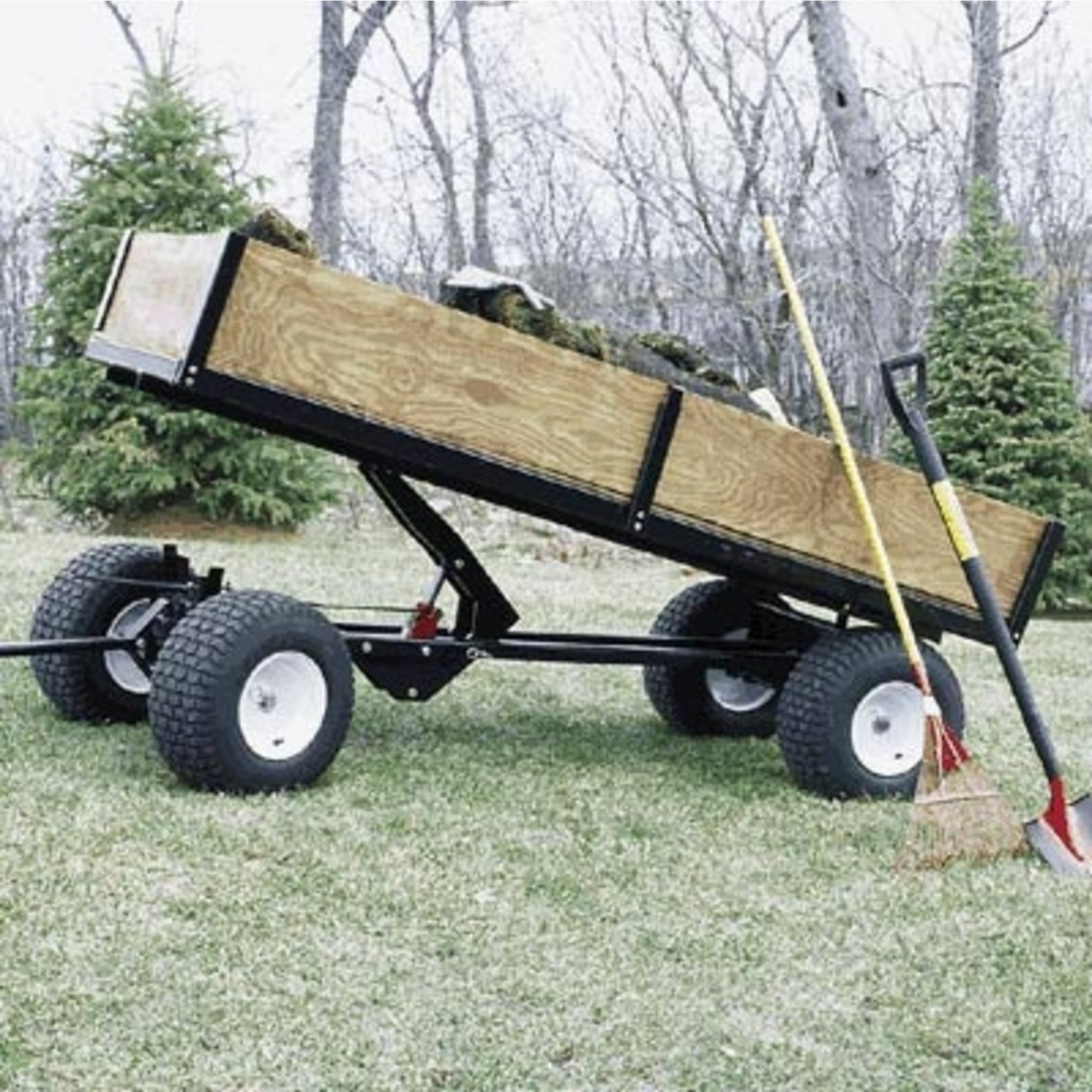 4-Wheel, 18.4 Cu. Ft. Wagon Hauls 2000 Lbs. Behind Your Lawn Tractor or ...