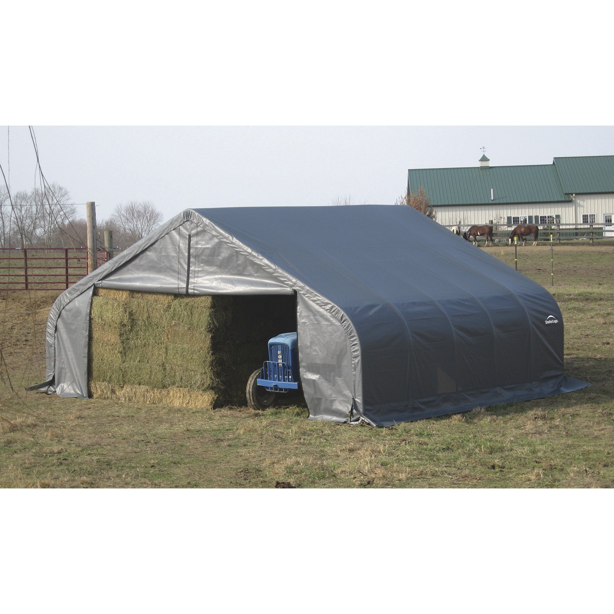 ShelterLogic Peak Style Garage/Storage Shelter — 28ft.L x 12ft.W x 8ft ...