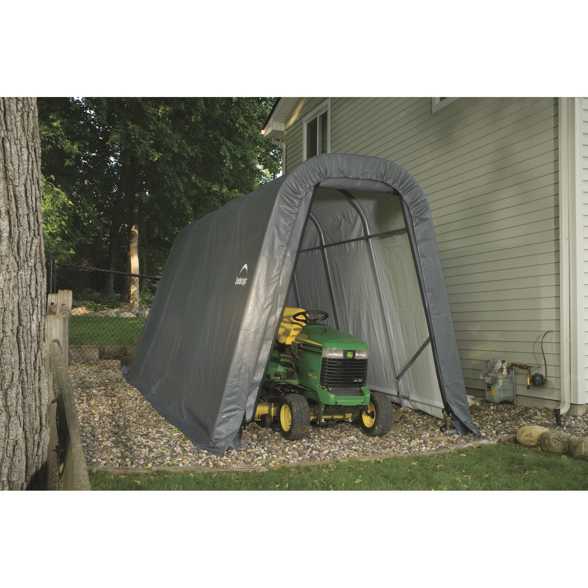 ShelterLogic Round Style Shed/Storage Shelter — 16ft.L x 8ft.W x 8ft.H ...