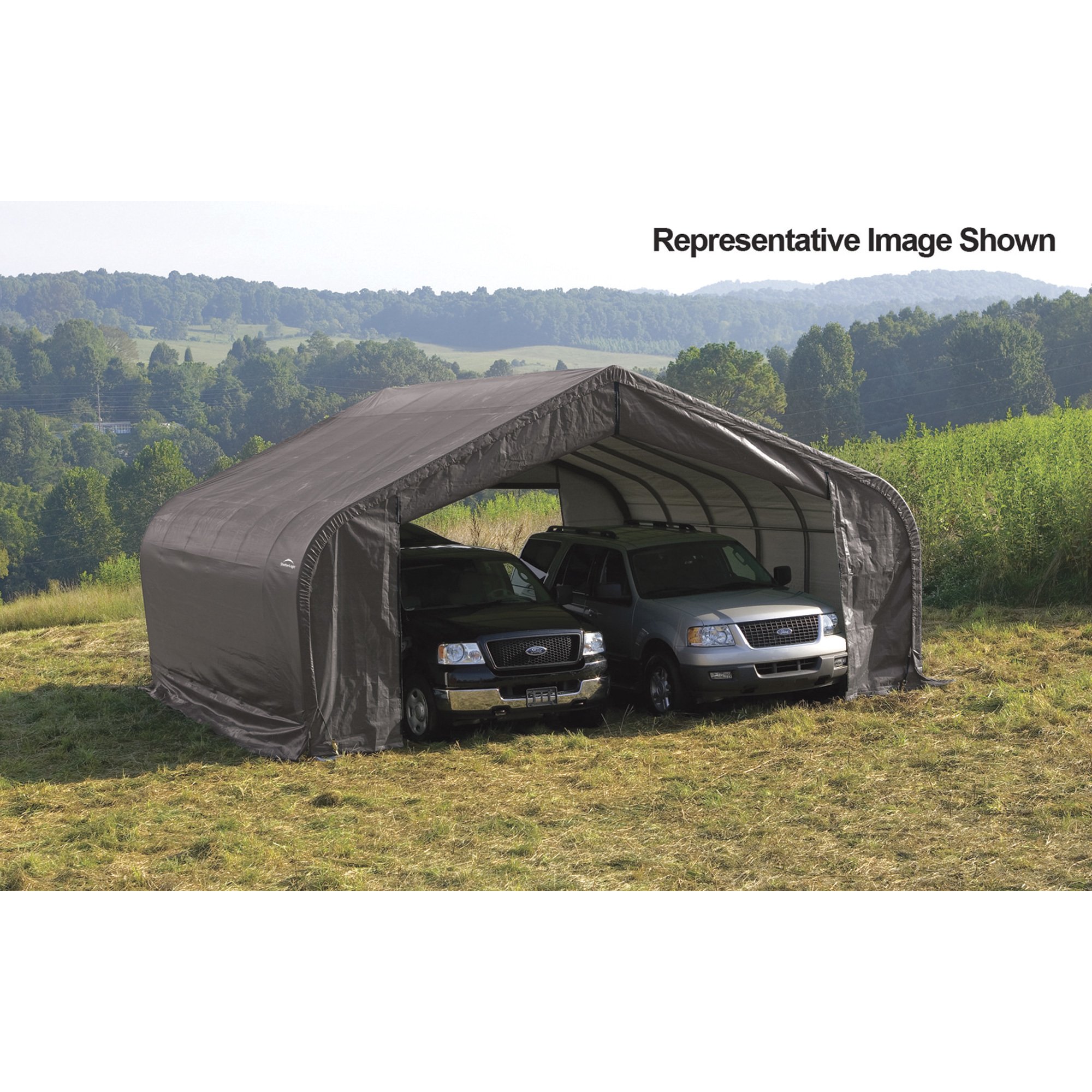 ShelterLogic Peak Style Double Wide Garage/Storage Shelter — 28ft.L x ...