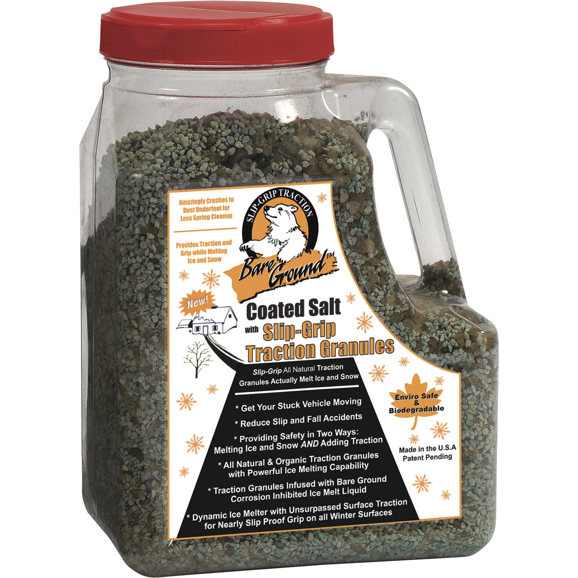 Bare Ground Coated Salt with Slip-Grip Traction Granules, Four 12-Lb ...