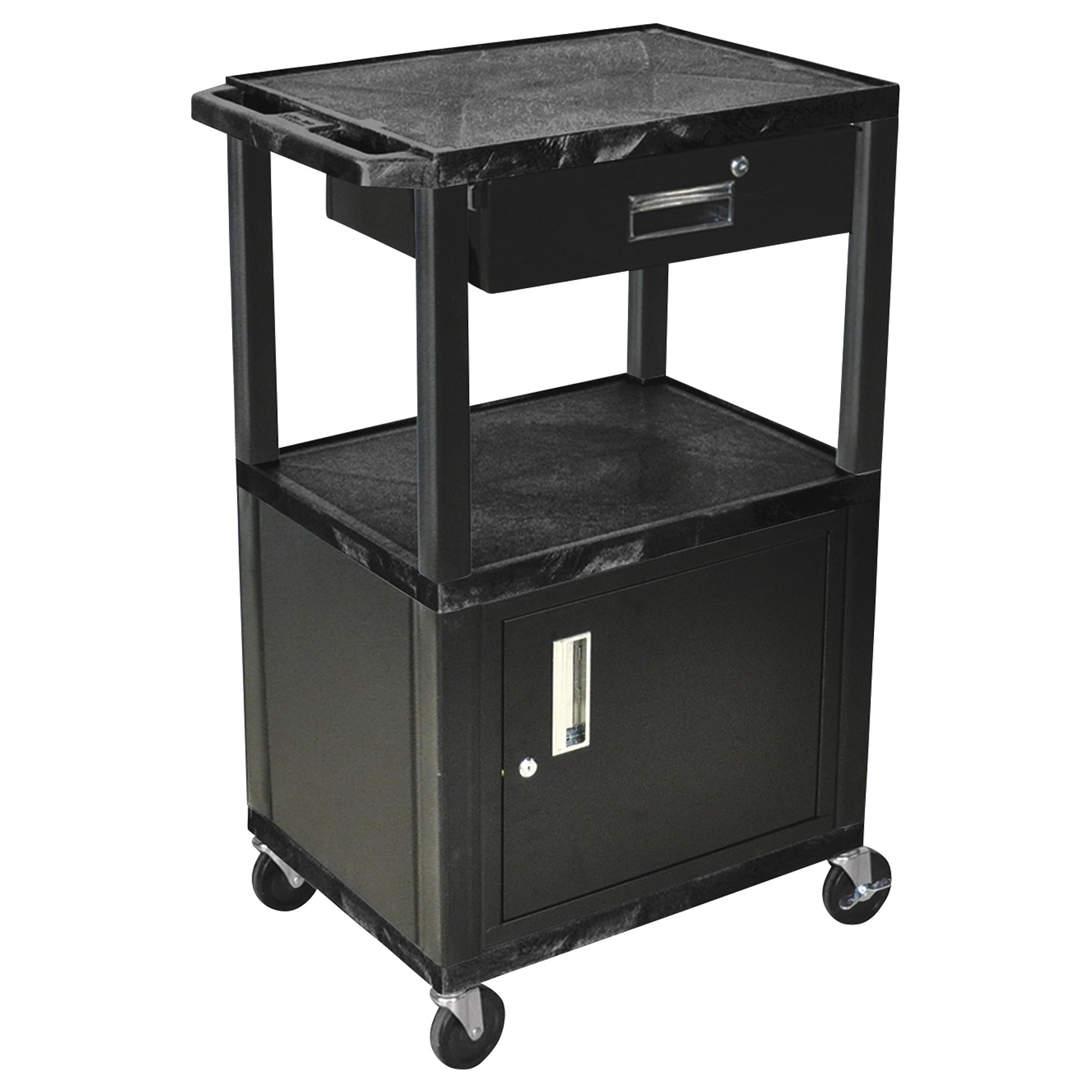 Luxor 16in.H AV Cart - Two Shelves - Black Legs, Total Capacity 400 lb ...