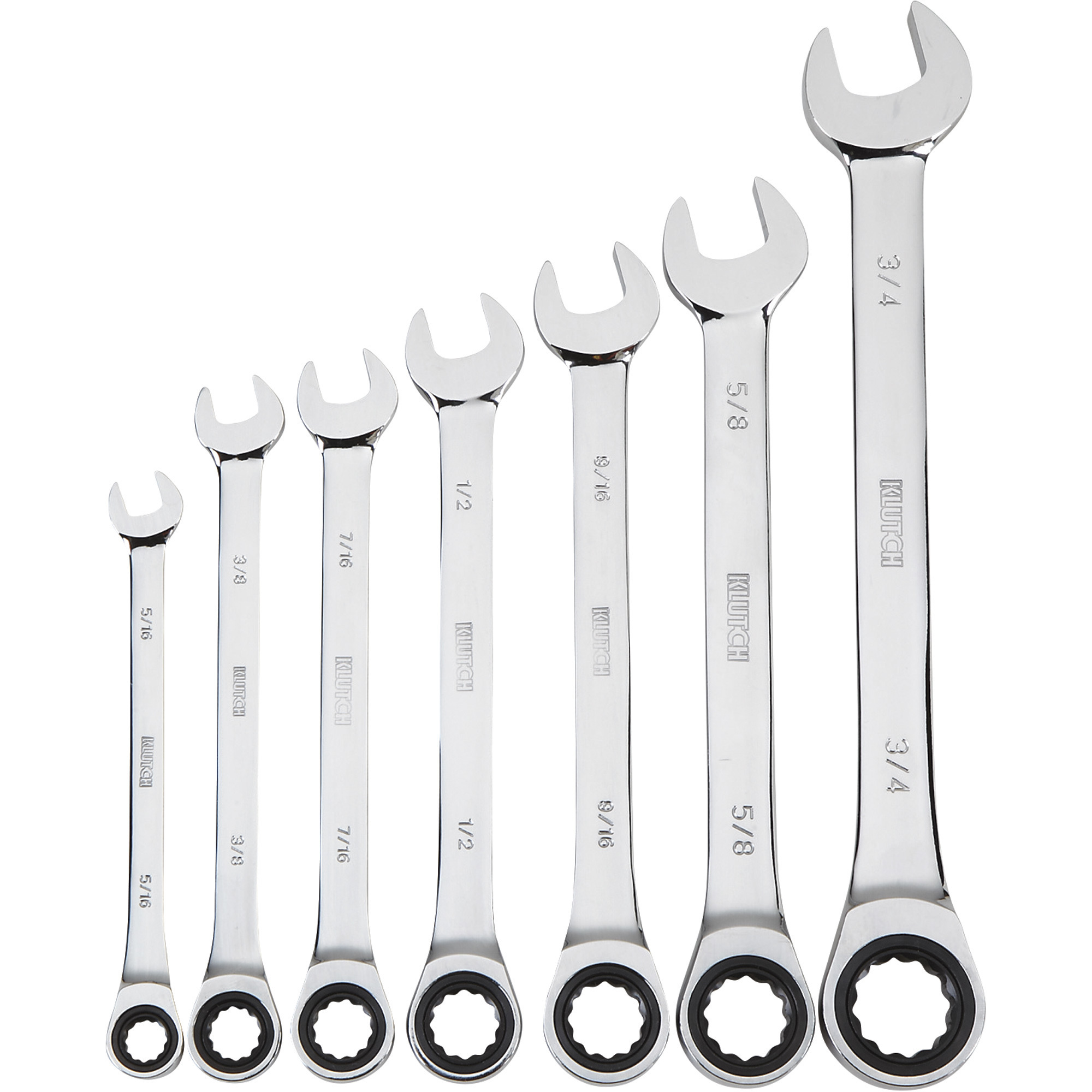 Klutch ZERO Degree Gearless Ratcheting SAE Wrench Set, 7-Pc., 12-Pt ...