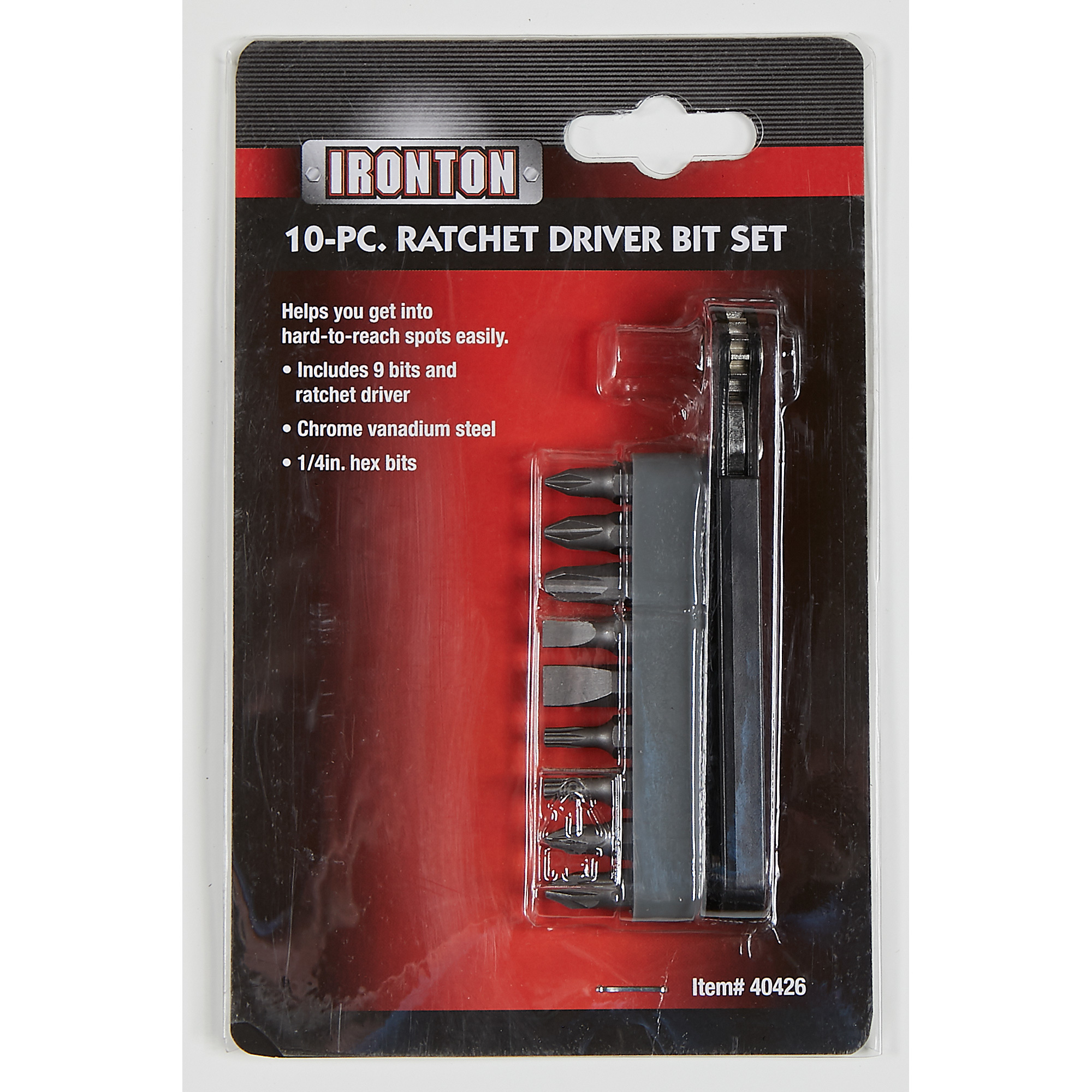 Ironton 10-Pc. Ratchet Driver and Bit Set, 1/4in. Drive. | Northern Tool