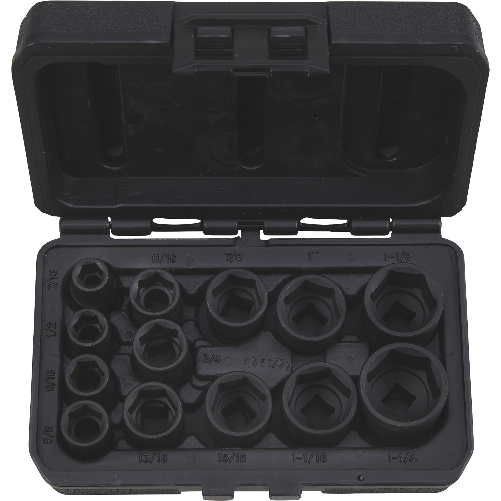 Klutch Chrome Moly 1/2in.-Drive Impact Socket Set, 13-Pc., SAE ...