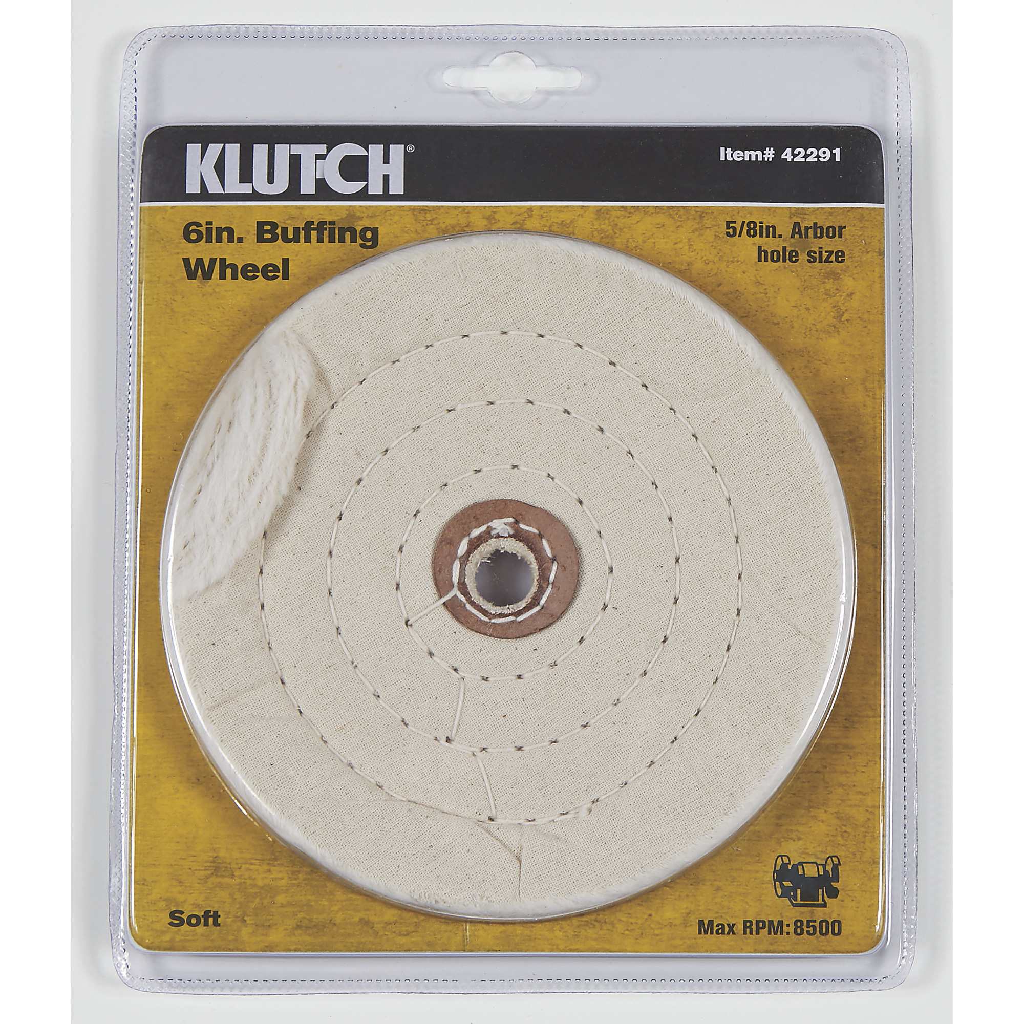 Klutch 6in. Soft Buffing Wheel, 5/8in. Arbor, For Use on Bench Grinder ...