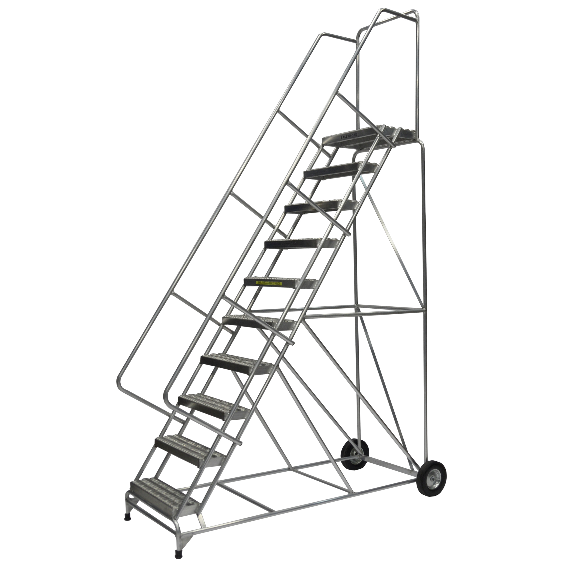 Ballymore Aluminum Rolling Ladder, Overall Height 133 in, Steps 10 ...