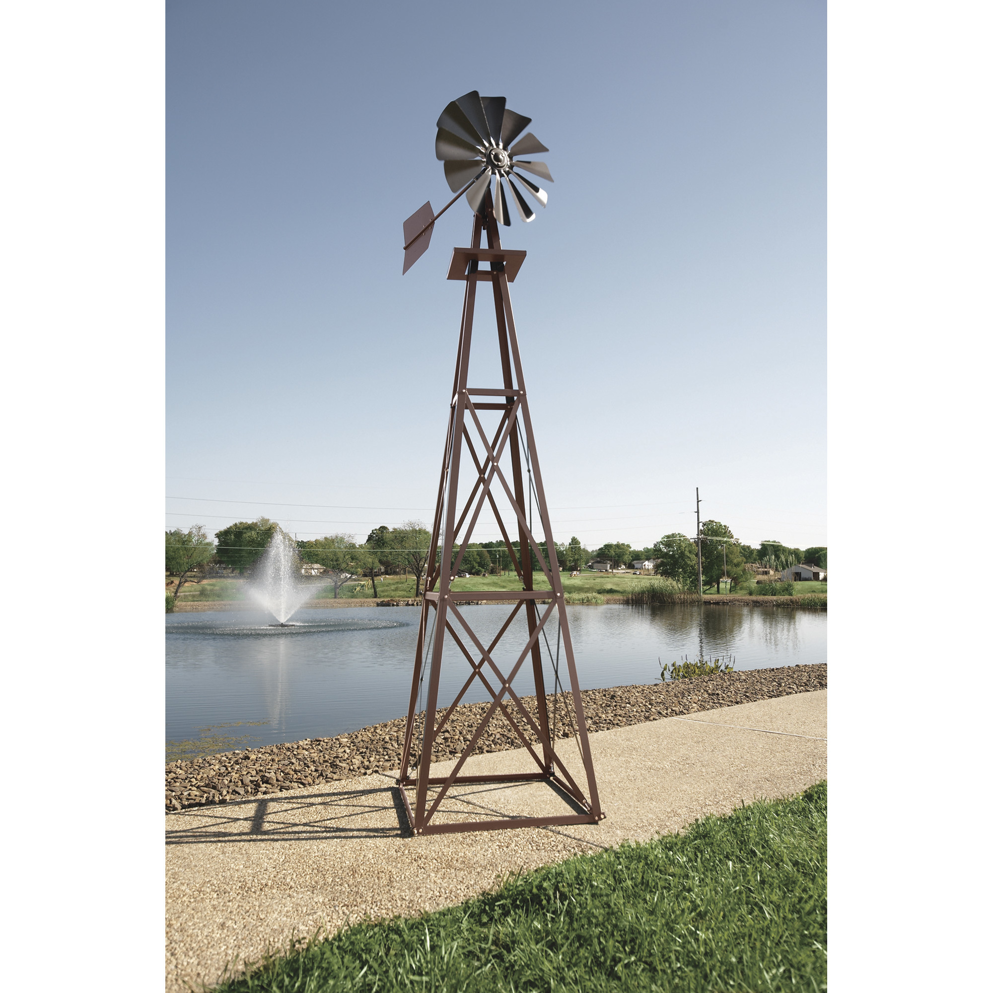 4ft. Ornamental Windmill , Galvanized with Red Tips | Northern Tool