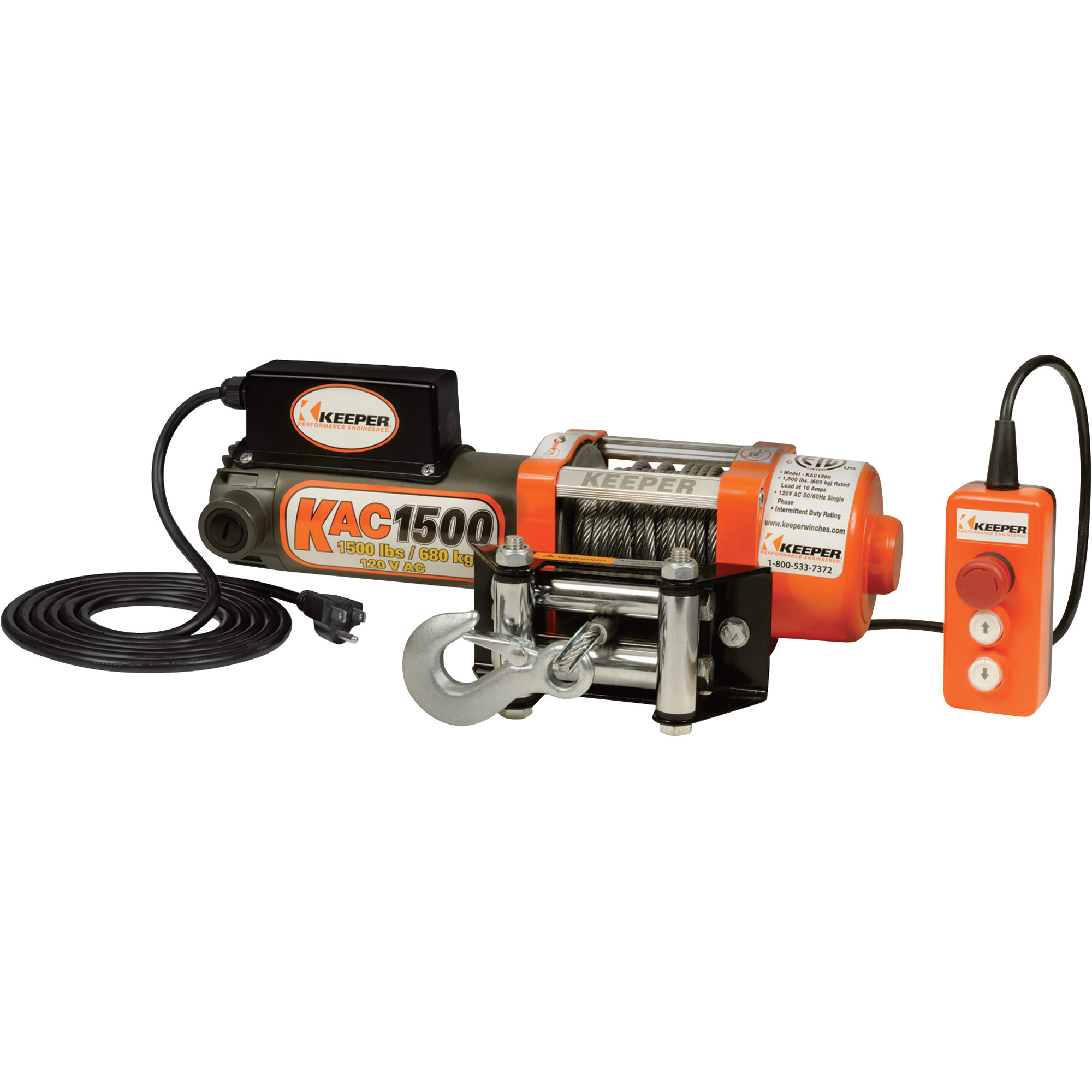 Superwinch 110/240 Volt AC Powered Electric Winch — 2000-Lb. Capacity ...