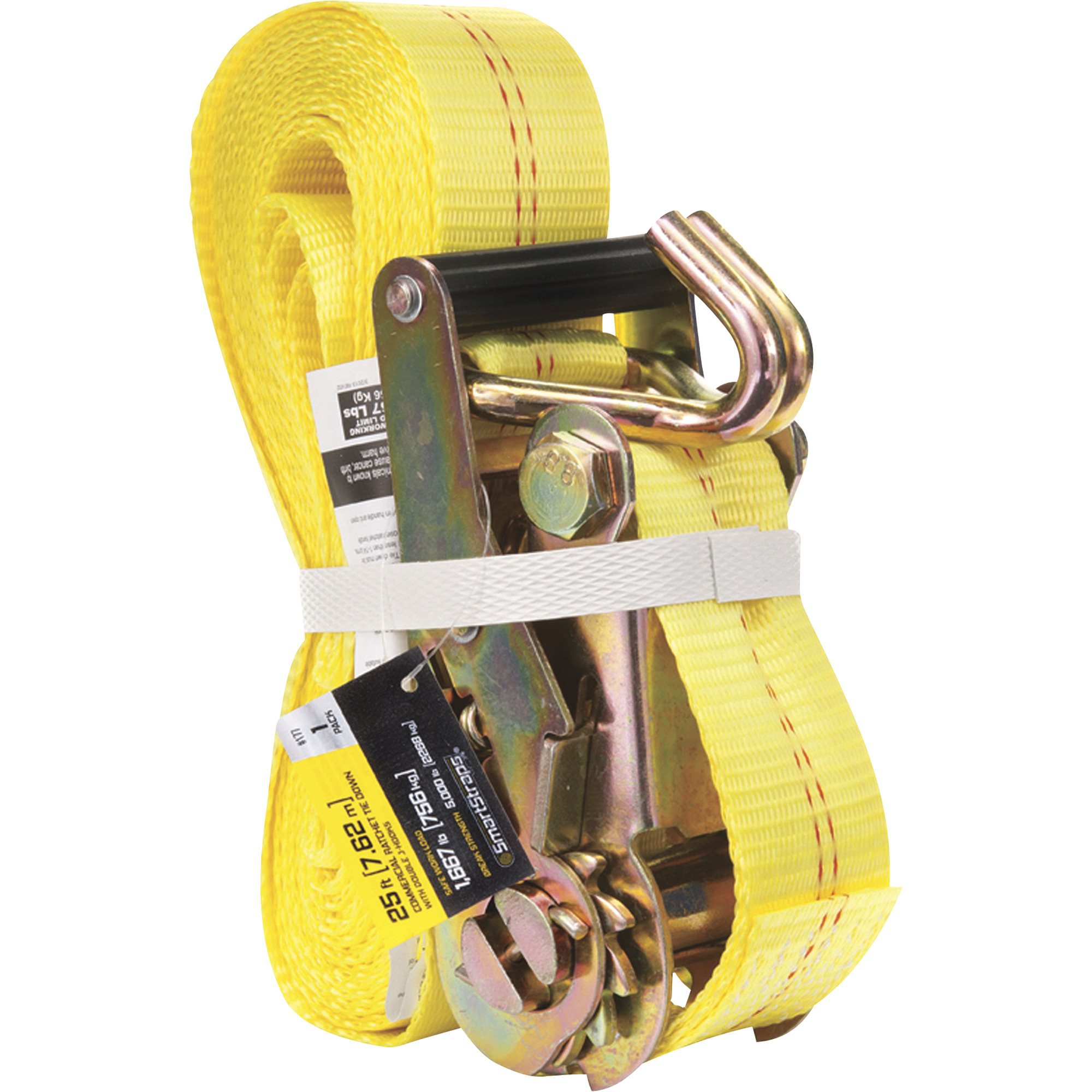 SmartStraps 25ft. Ratchet Tie Down with Double J-Hooks, 5000-Lb ...