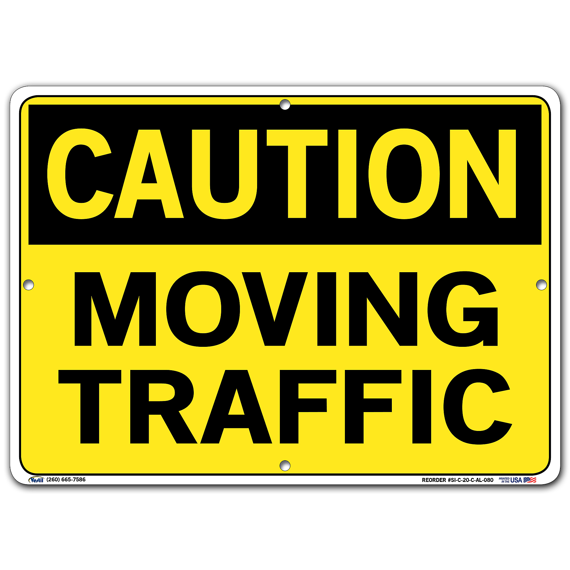 Vestil, Caution Sign, Sign Message MOVING TRAFFIC, Height 10.5 in ...