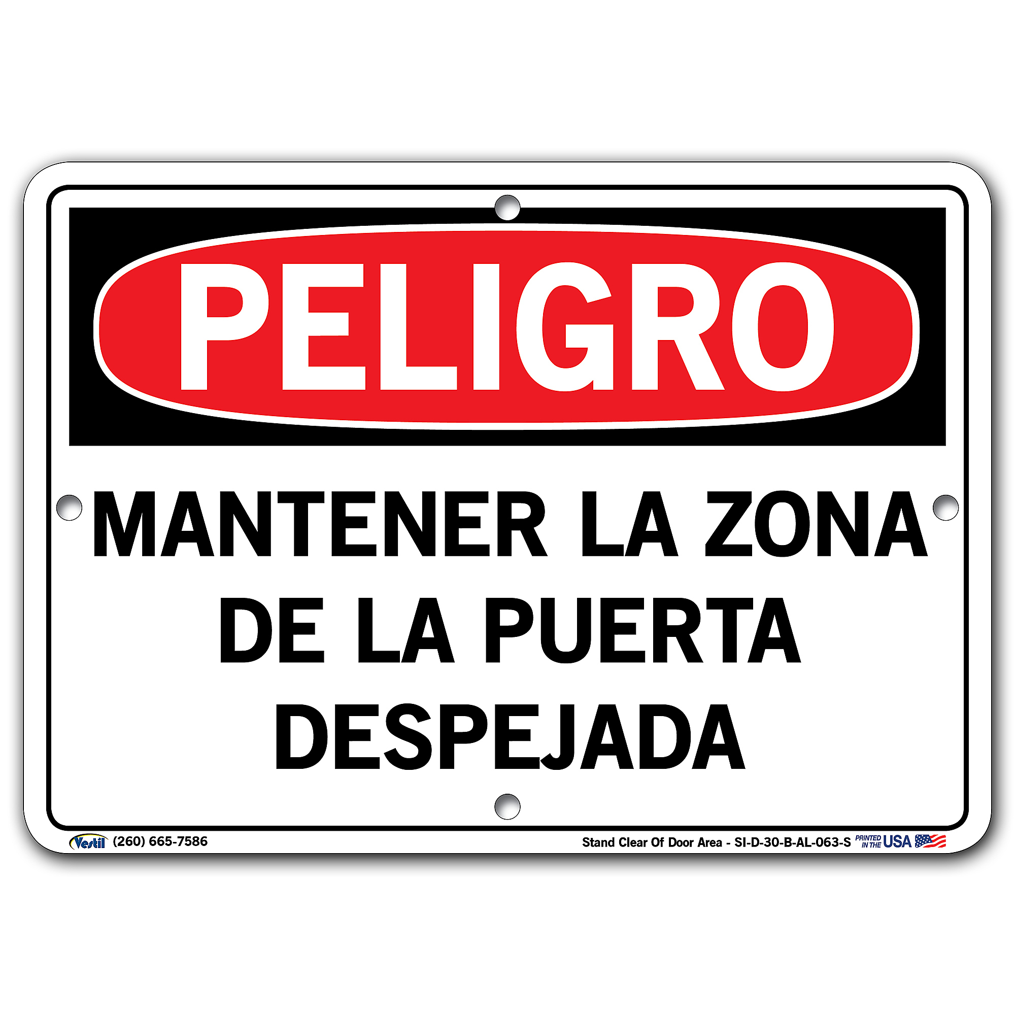 Vestil, Danger Sign (Spanish/Espanol) - Aluminum, Sign Message MANTENER ...