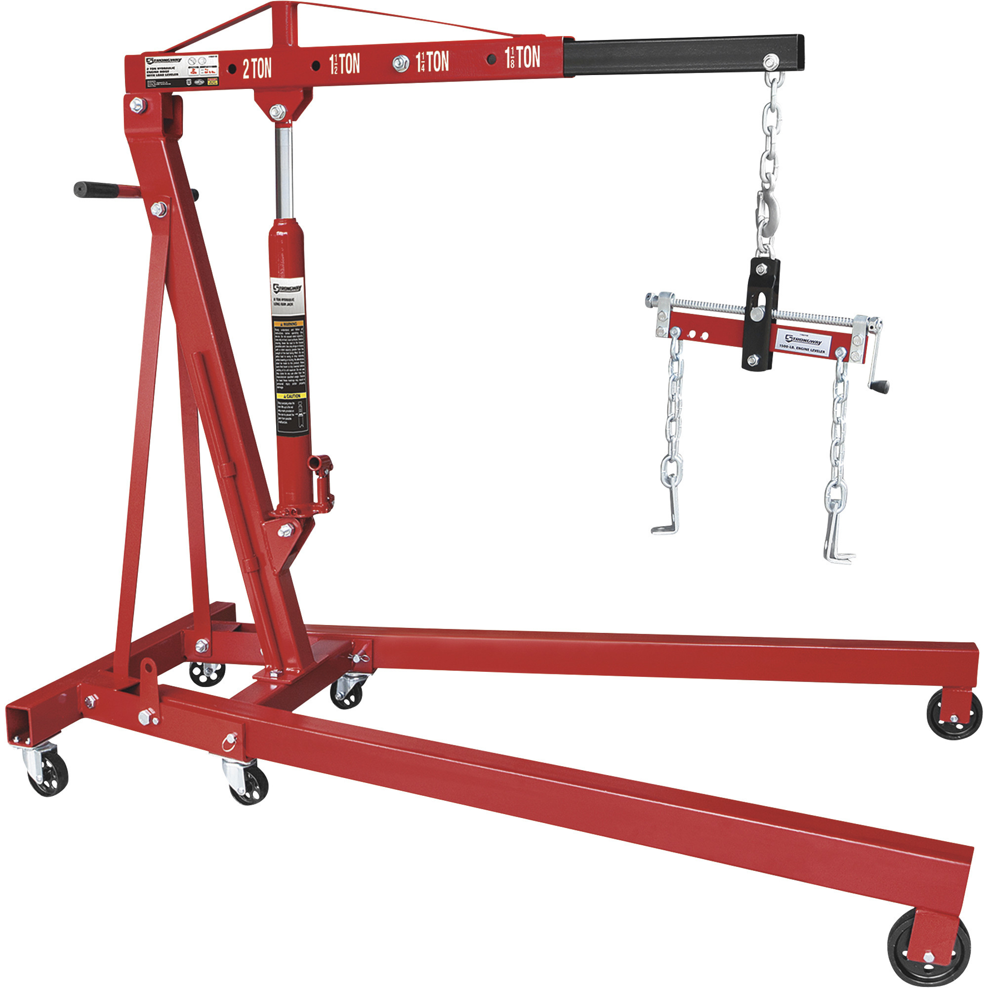 Strongway Hydraulic Engine Hoist/Shop Crane with Load Leveler, 2-Ton ...